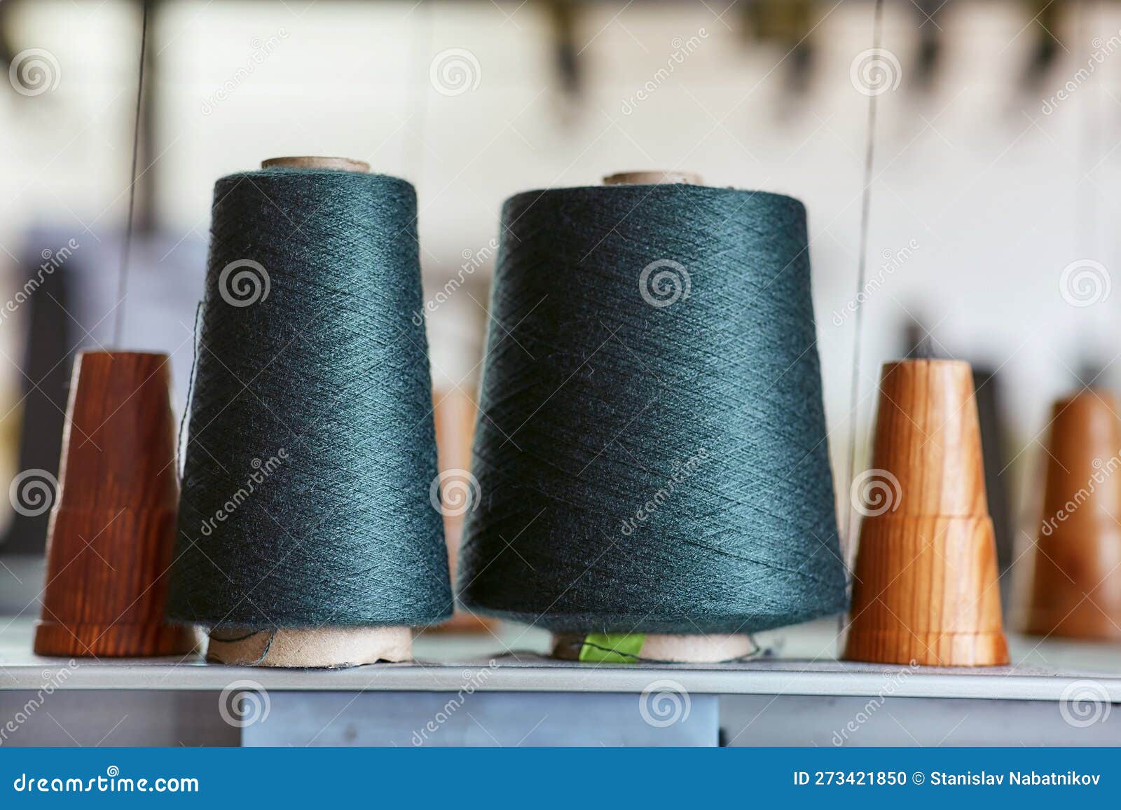 Two Bobbins with Industrial Threads on Cones Stock Photo - Image of ...