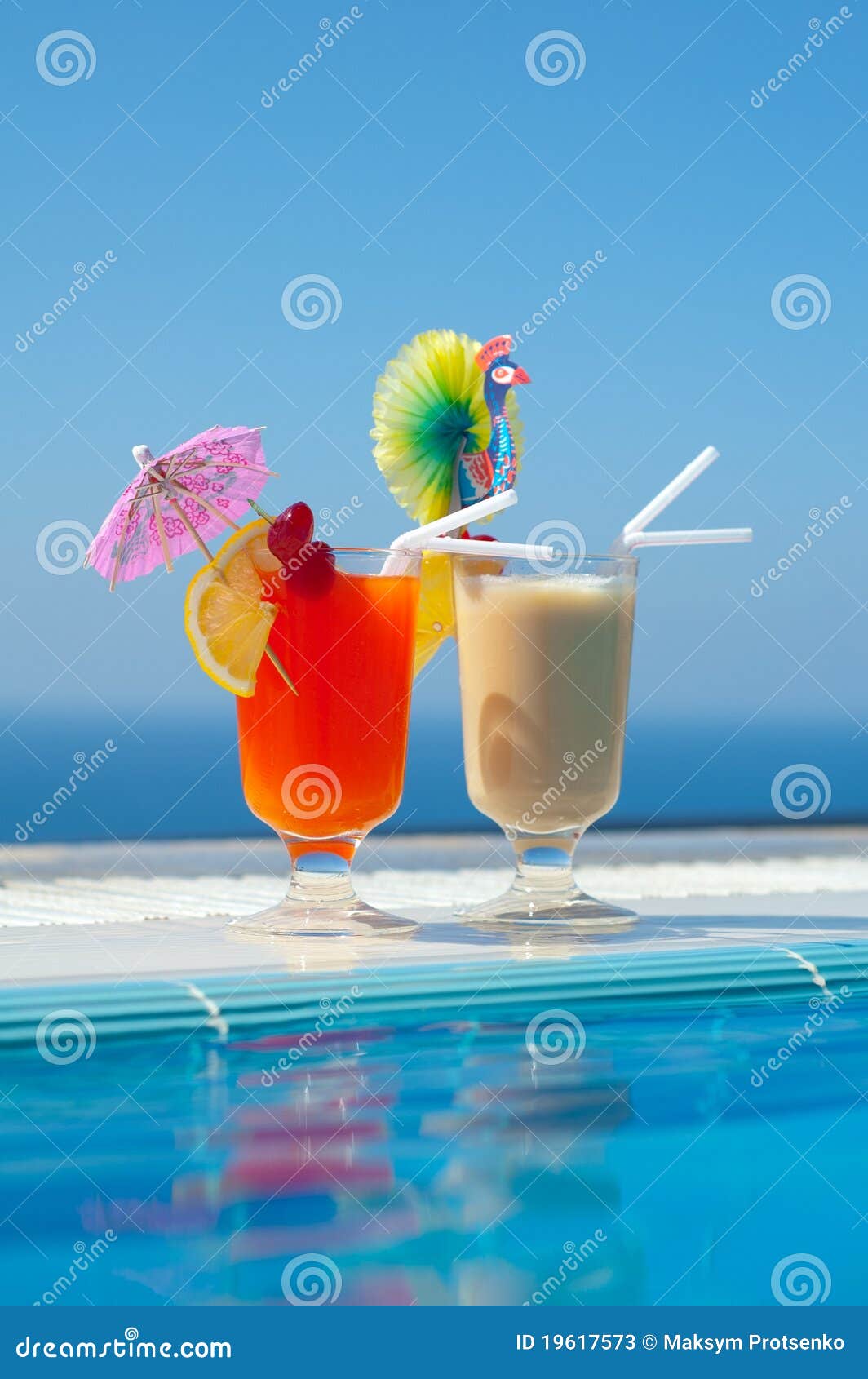 Two Bocals of Cold Cocktails on a Pool Stock Image - Image of cold ...