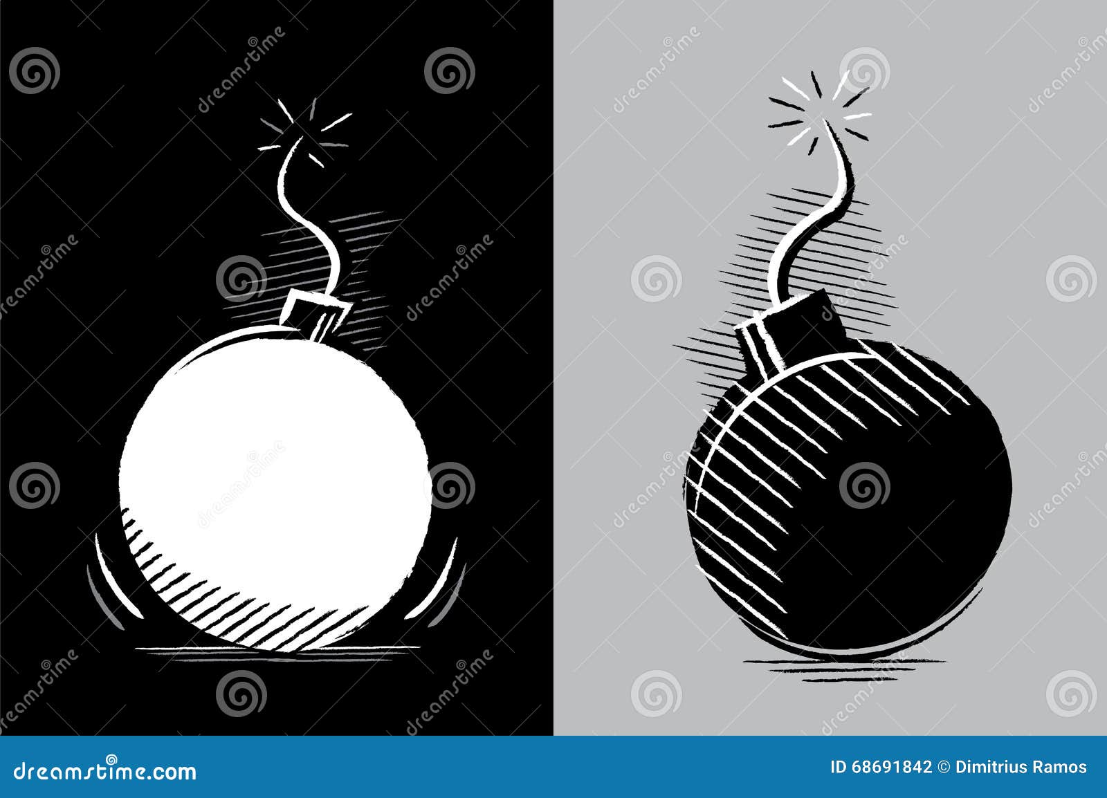 Two bombs ready to explode stock vector. Illustration of explosion ...