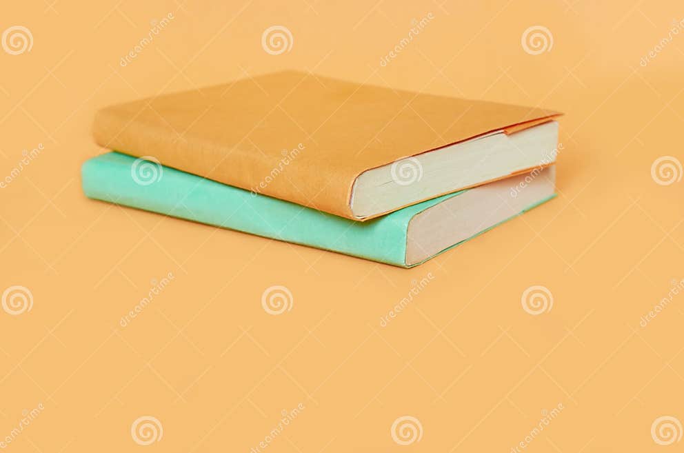 Two Books with Colored Covers are on a Uniform Background Stock Image ...