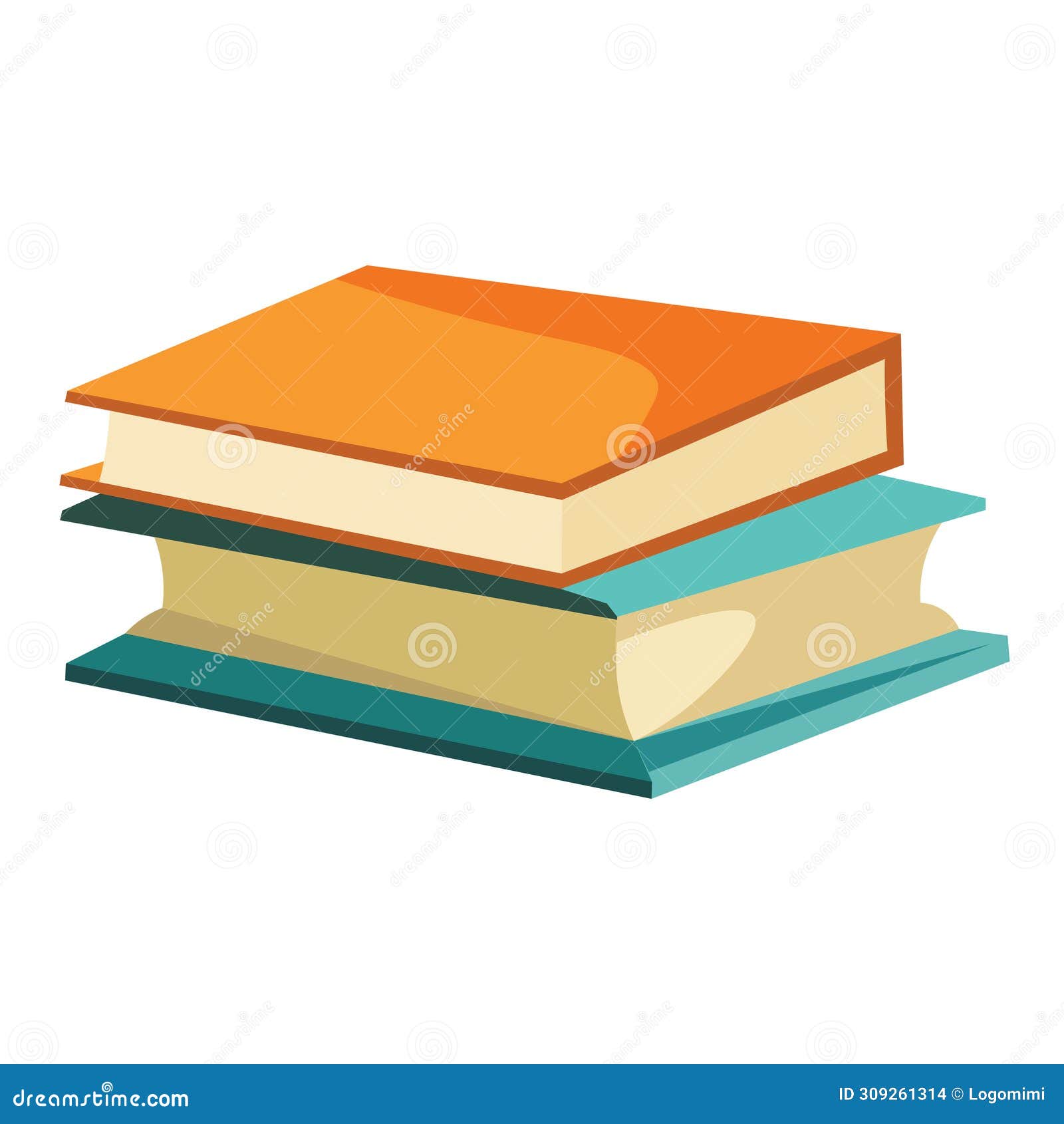 Two Books Stack Vector Illustration, Book Stacked Isolated on White ...