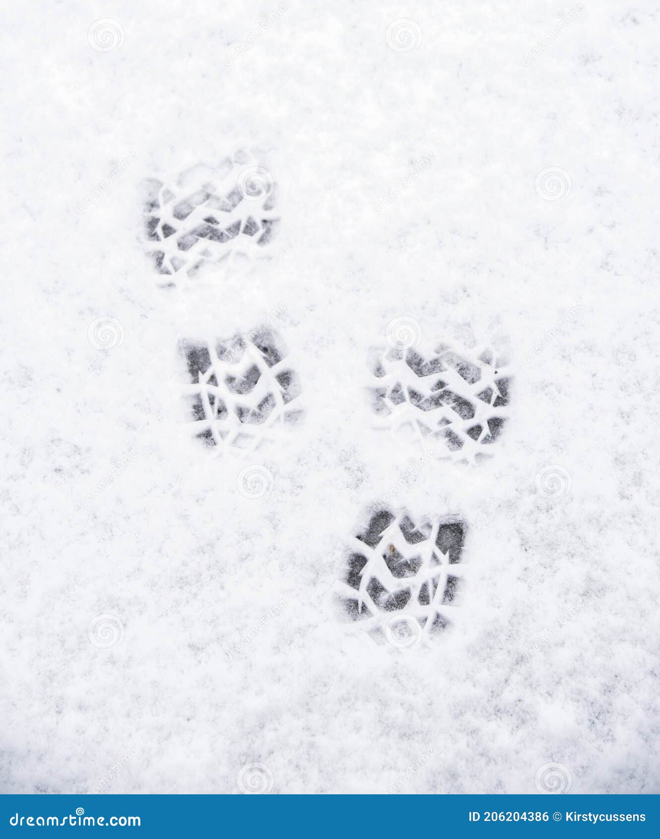 Two Boot Prints in the Snow in Winter Stock Photo - Image of space ...