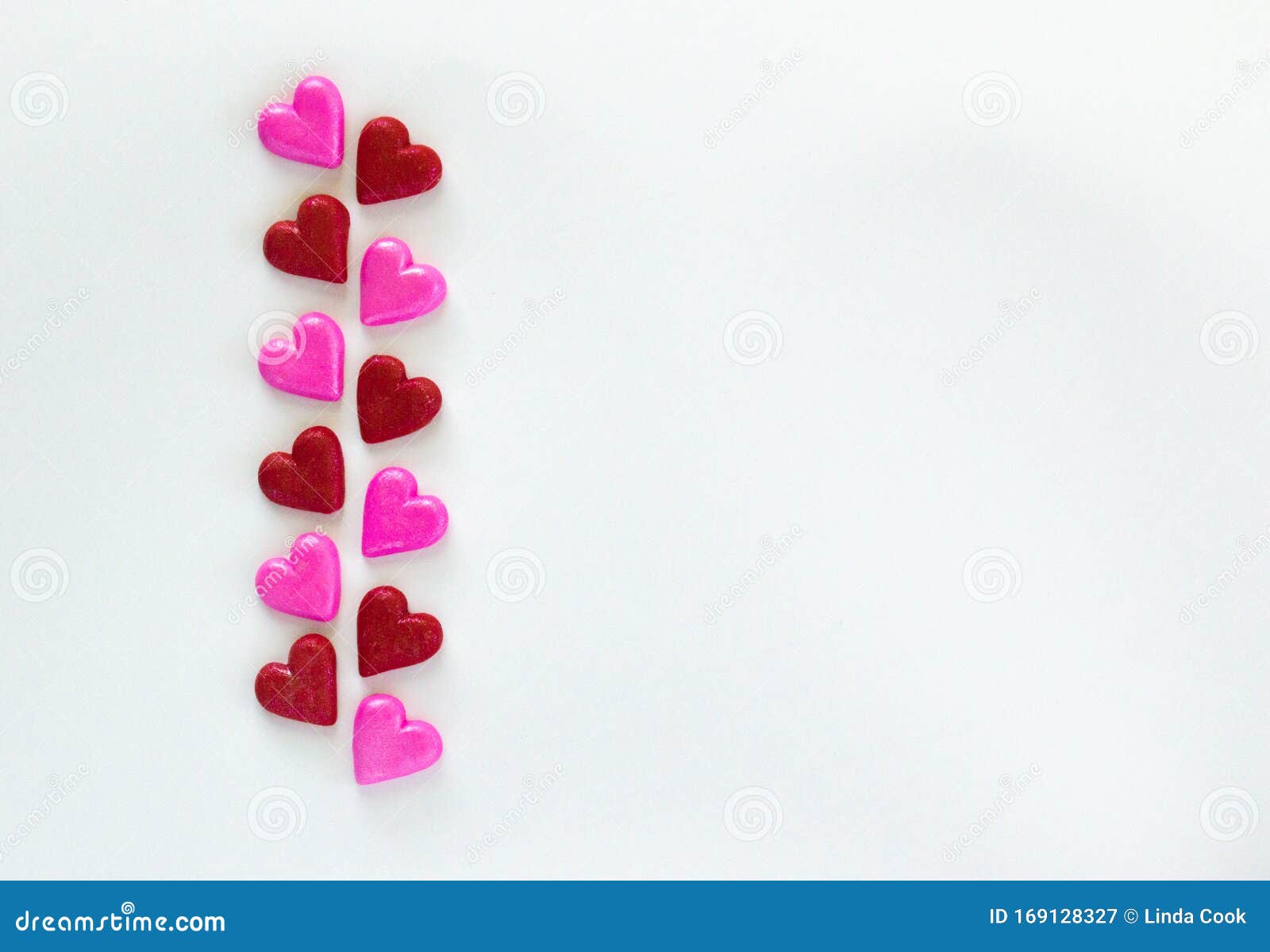 Two Border Rows of Small Candy Hearts on White Stock Image - Image of ...
