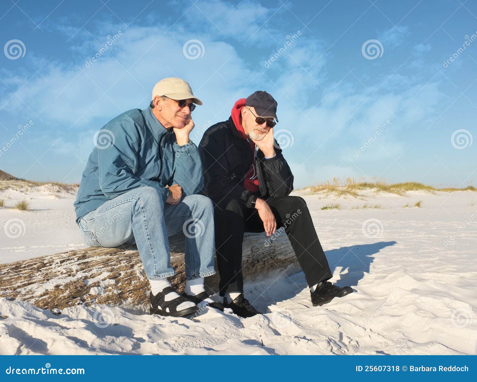 Two Bored Retired Men Seated at the Beach Stock Photo - Image of ...