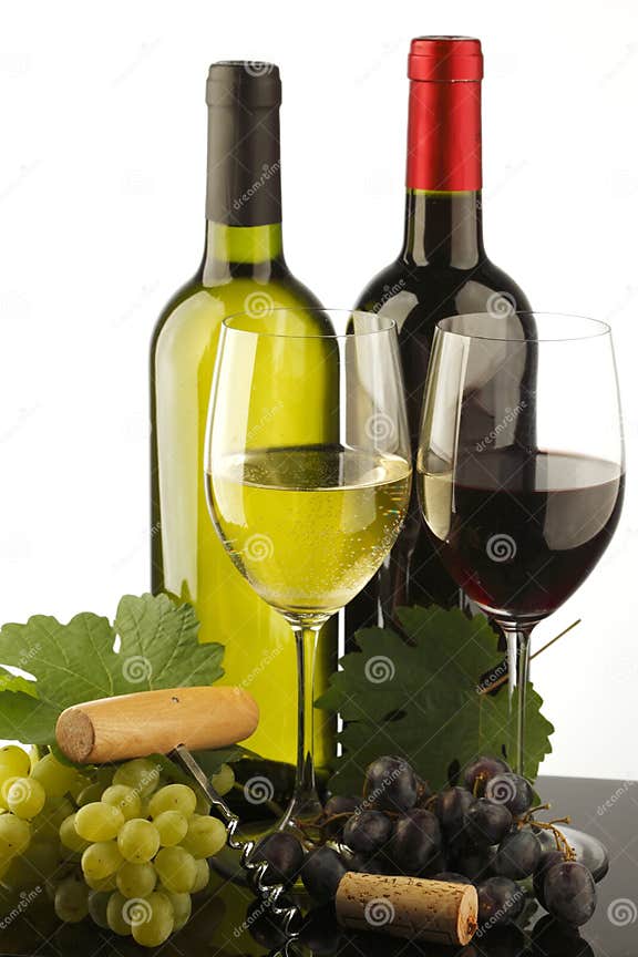Two Bottle of Red and White Wine Stock Photo - Image of countryside ...