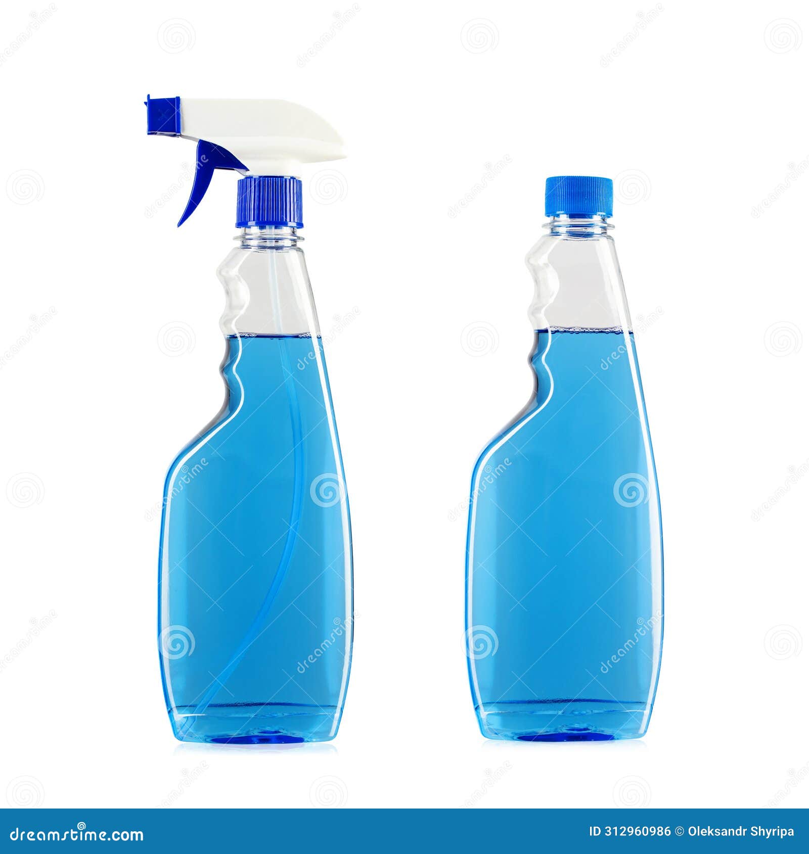 Two Bottles of Blue Detergent. Isolated on White Background Stock Photo ...