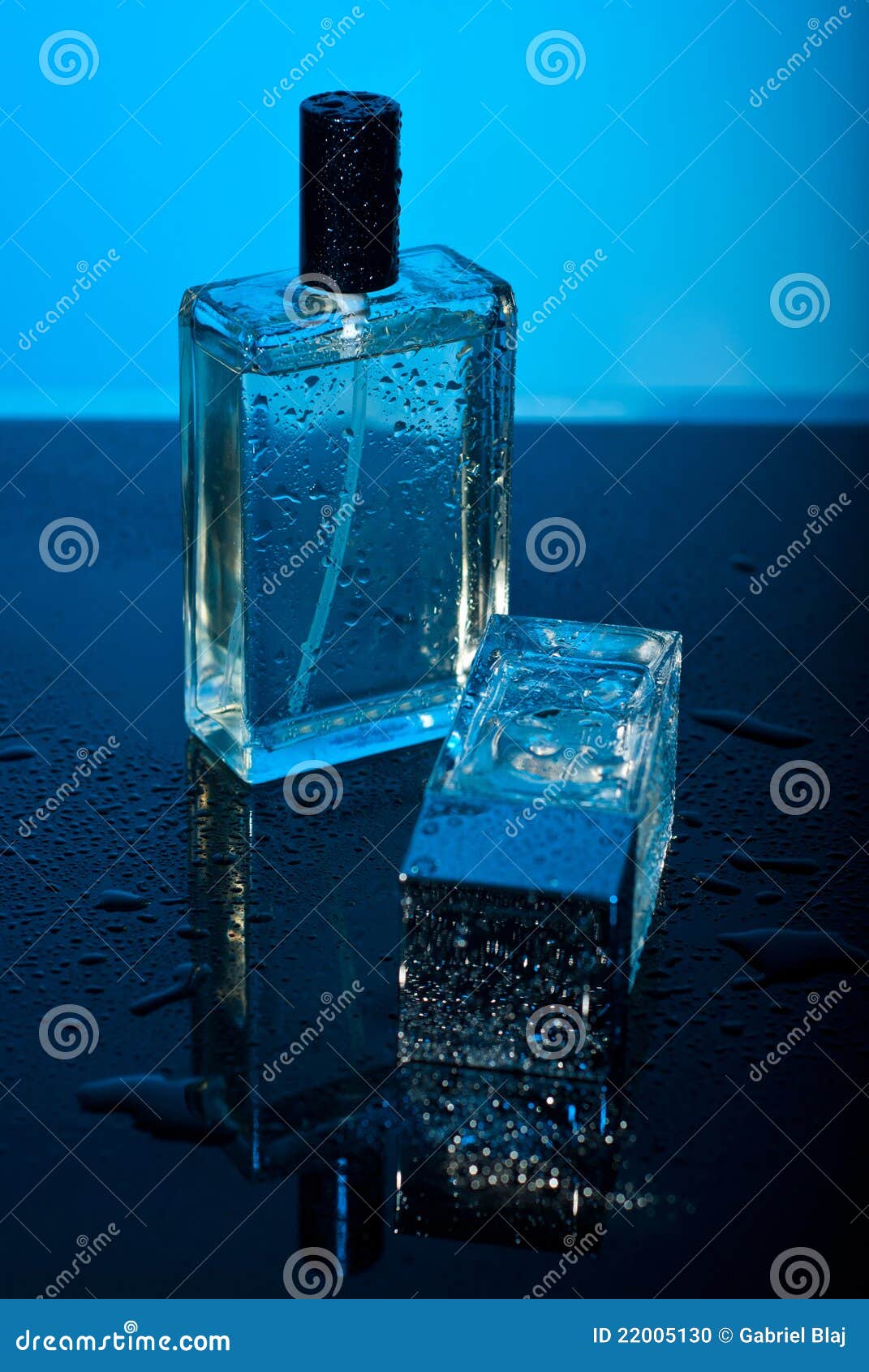 Two Bottles Perfume with Water Drops Stock Photo - Image of closeup ...