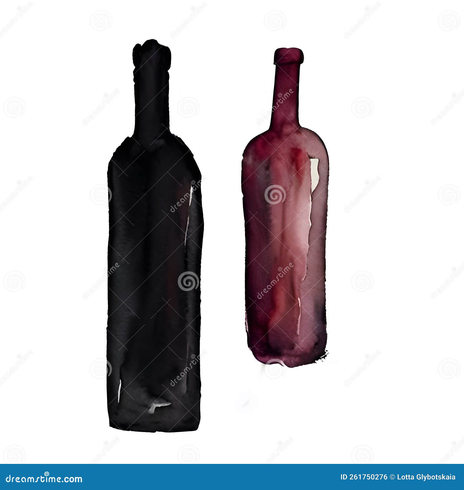 Two Bottles of Wine on a White Background Stock Illustration ...
