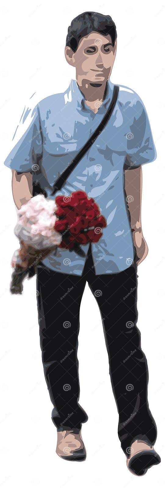 Two Bouquet Guy stock vector. Illustration of present - 4302403