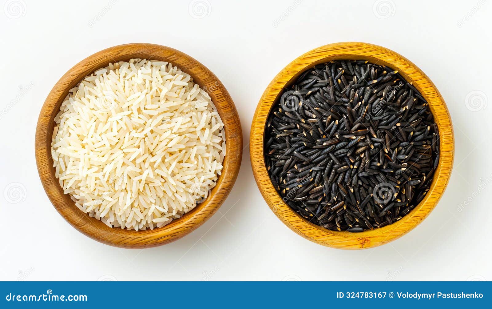 Two Bowls of Rice with Black and White Rice Stock Image - Image of seed ...