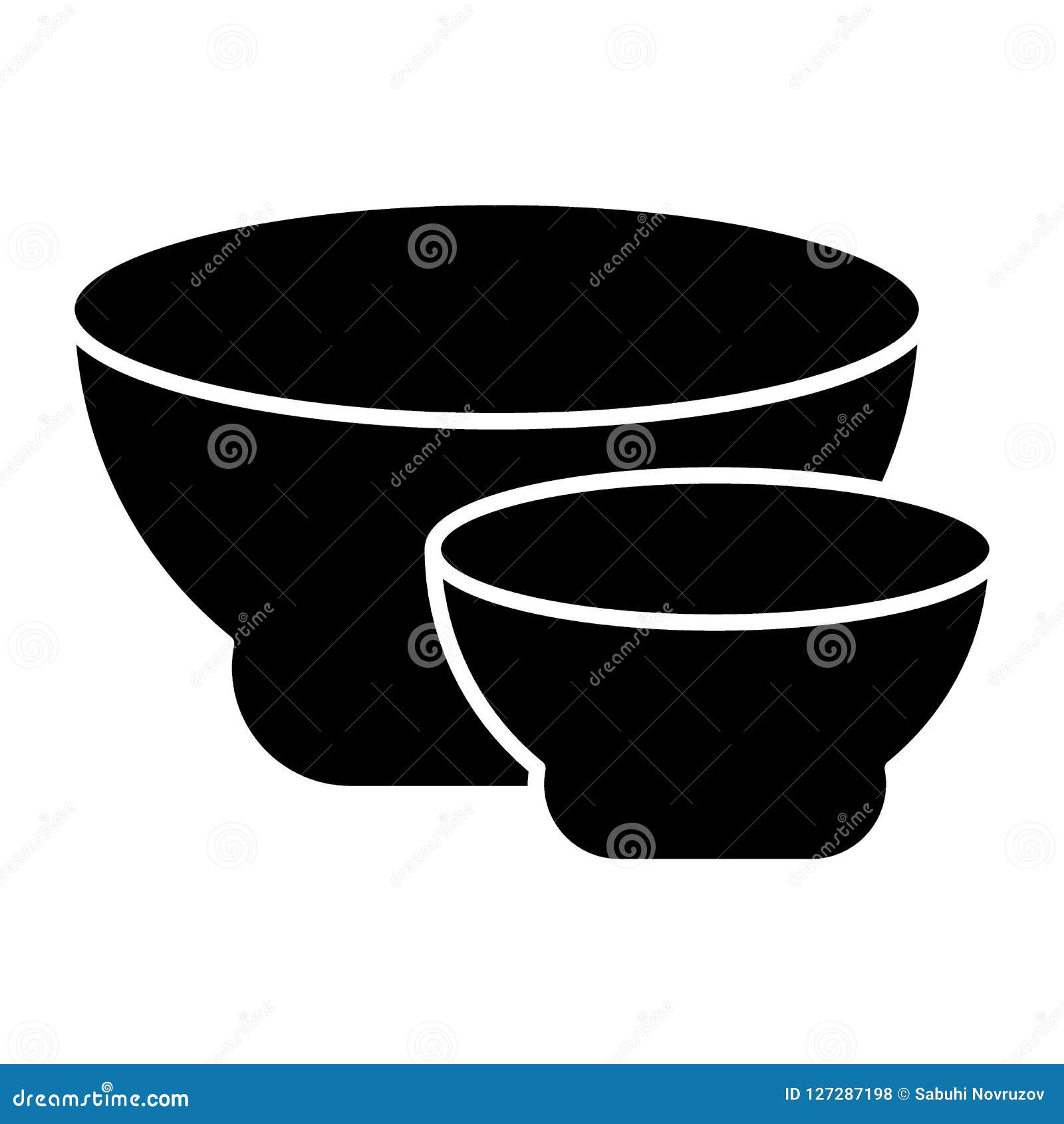Two Bowls Solid Icon. Deep Plates Vector Illustration Isolated on White ...
