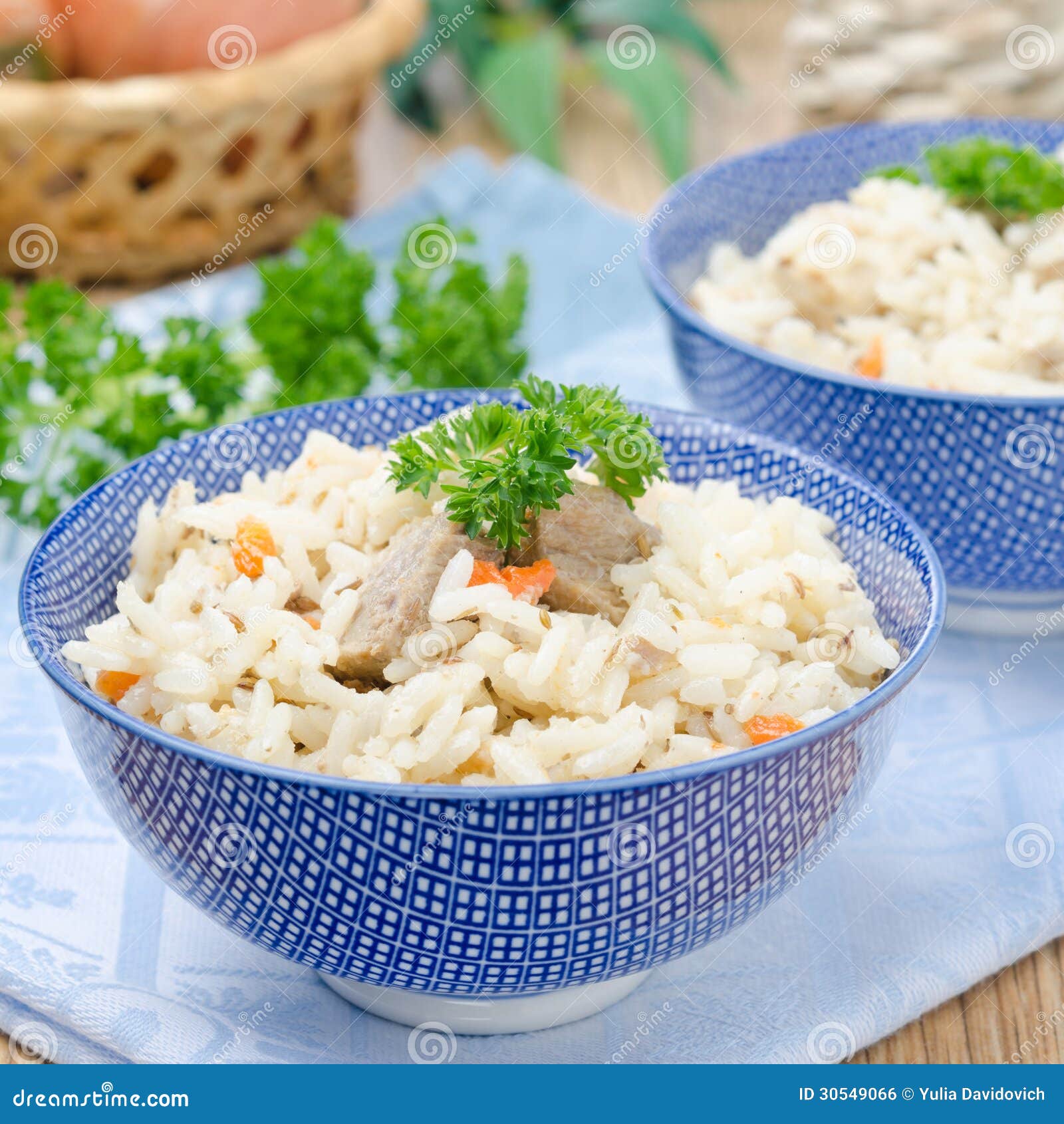 Two Bowls Uzbek pilaf stock photo. Image of beef, eating - 30549066