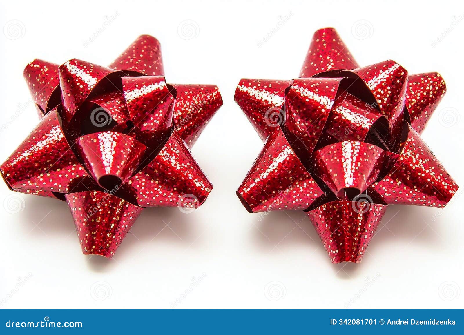 Two Bows with the Same Shape, Photographed from Different Angles, Isolated on a White Background ...