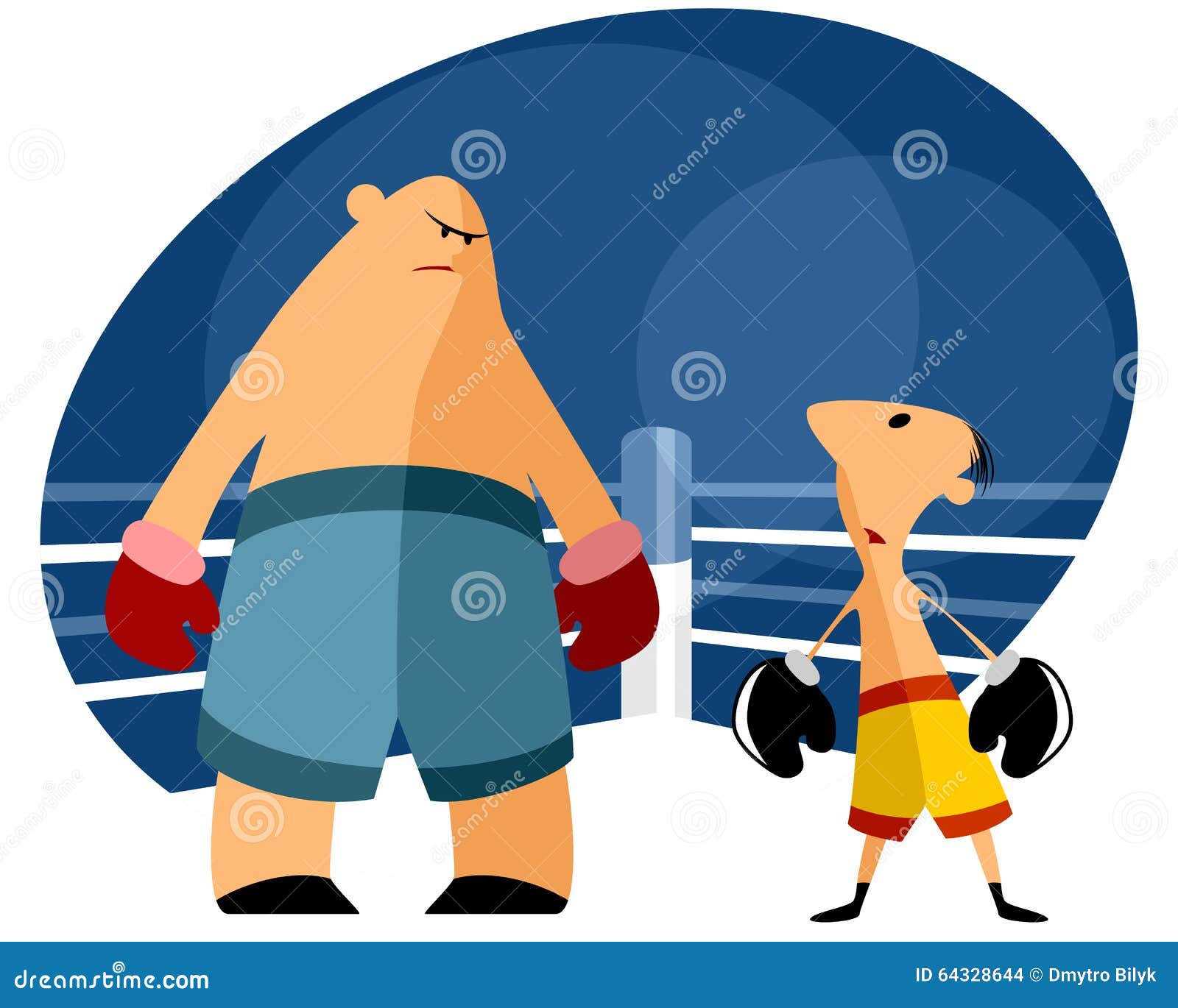 Muscular Boxers Fighting In Boxing Ring Vector Illustration ...