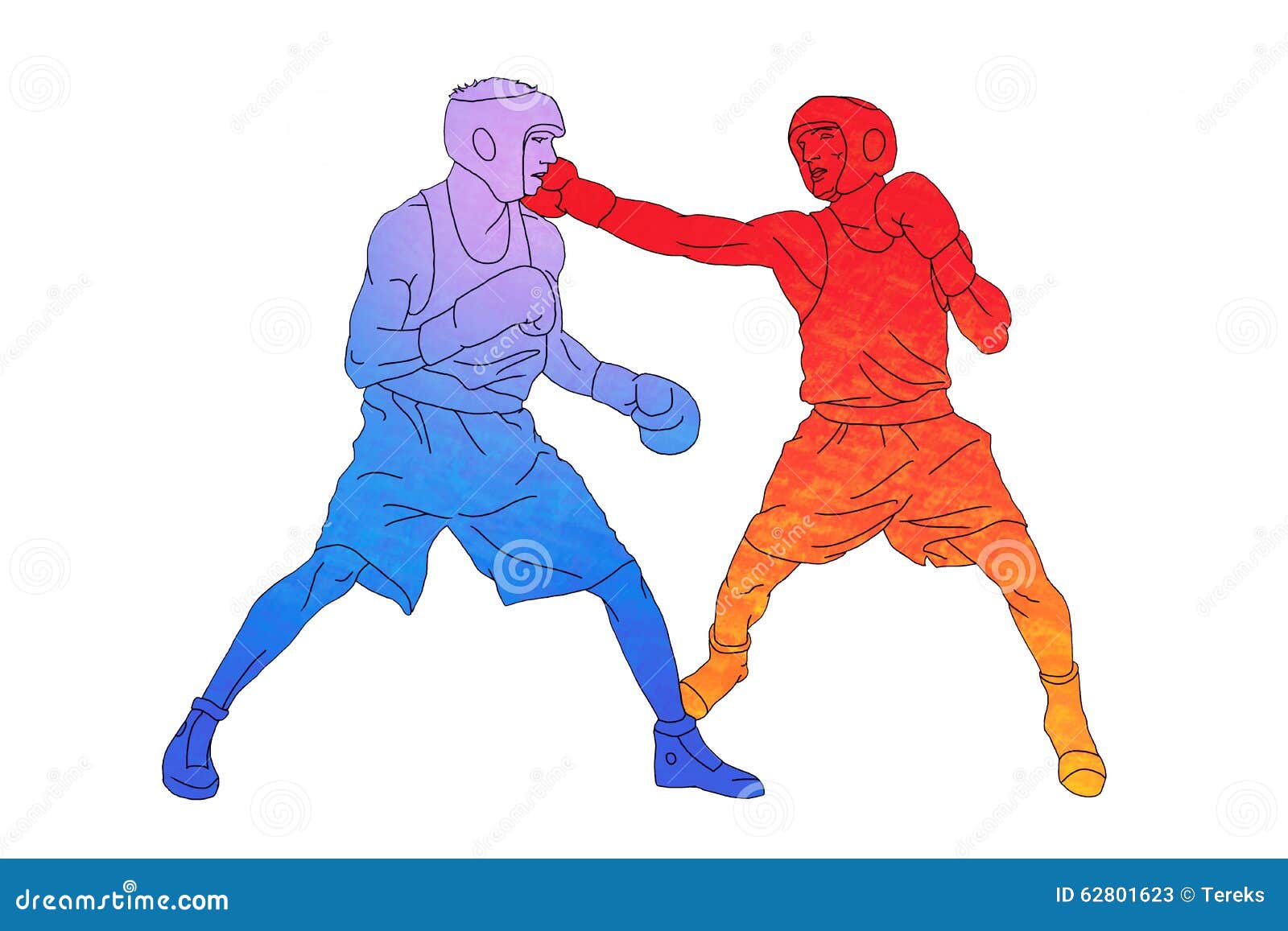 Two Boxers On The Ring On Blue Background Royalty-Free Stock ...