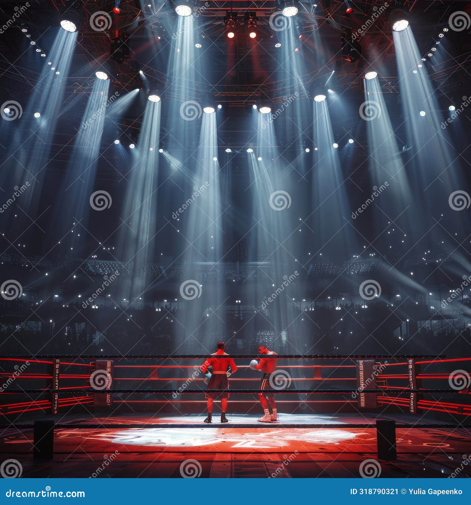 Two Boxers Standing in a Boxing Ring Stock Image - Image of athletic ...