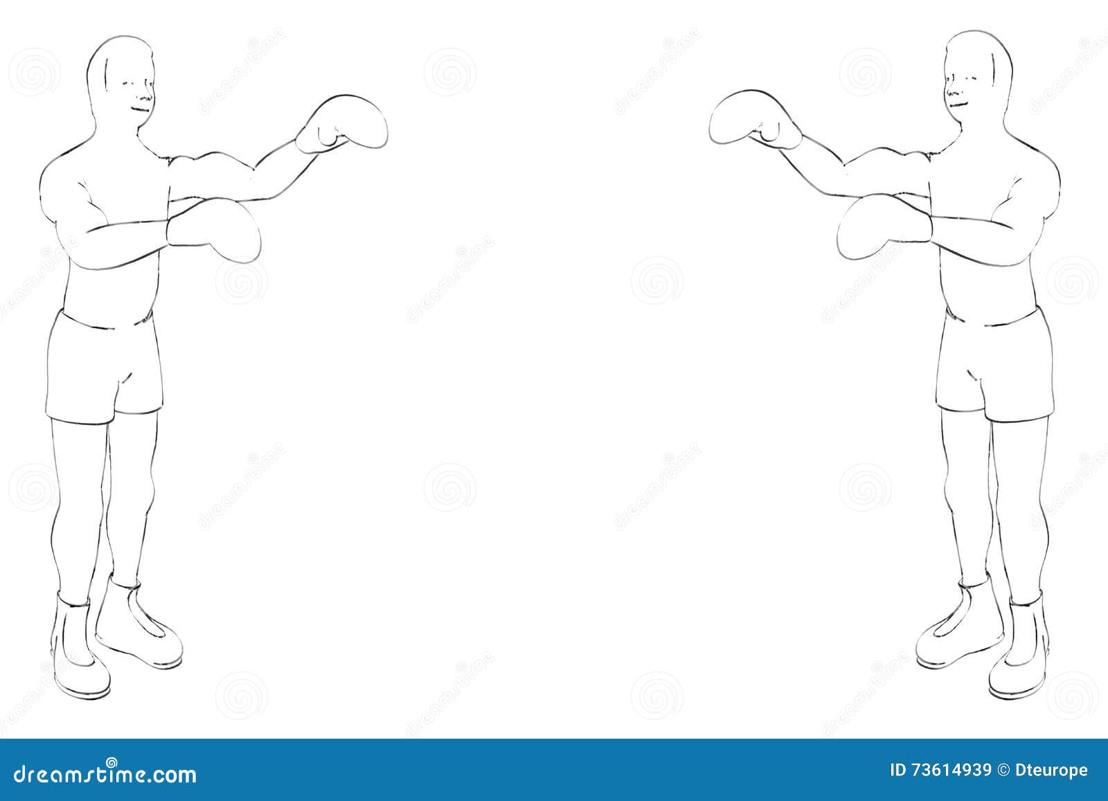 Two Boxers Standing To Each Other Drawed with Black Chalk Stock ...