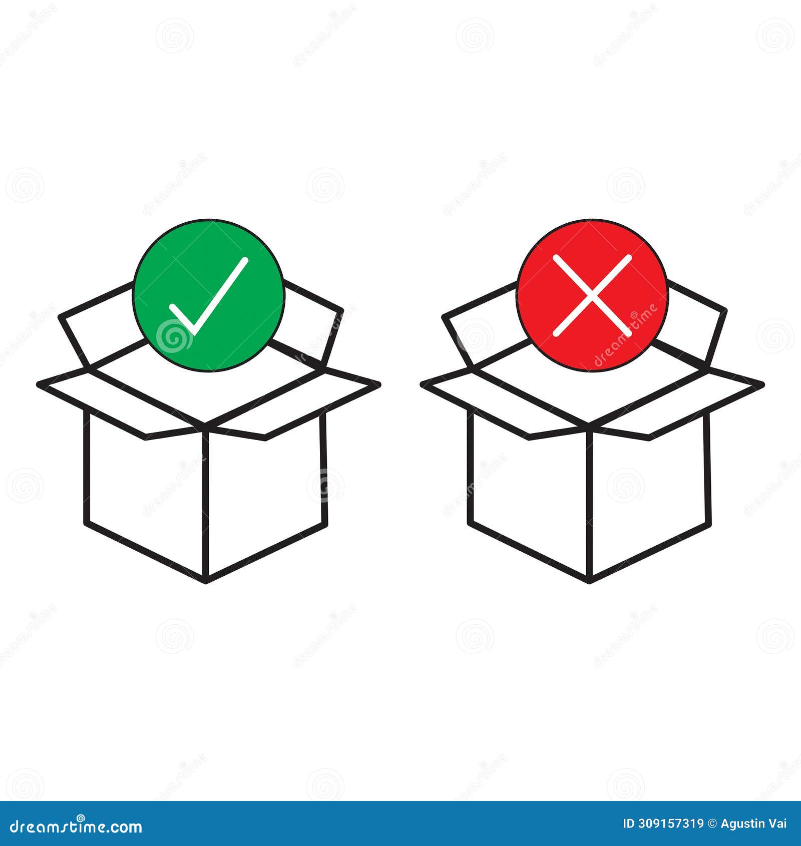Boxes with Circles with Approved and Disapproved Marks on a White ...