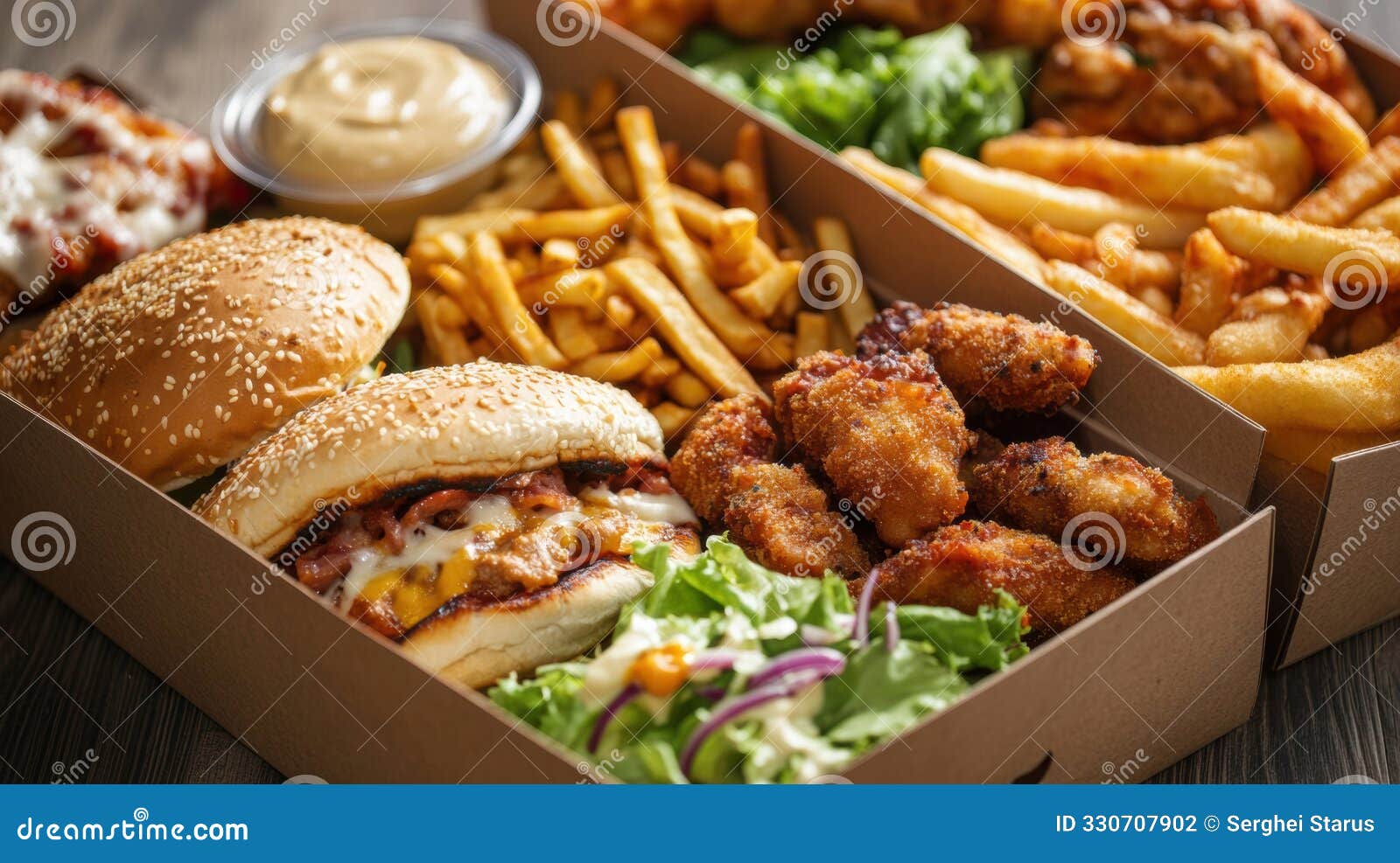Two Boxes of Food with Different Types of Foods in Them, AI Stock Photo ...