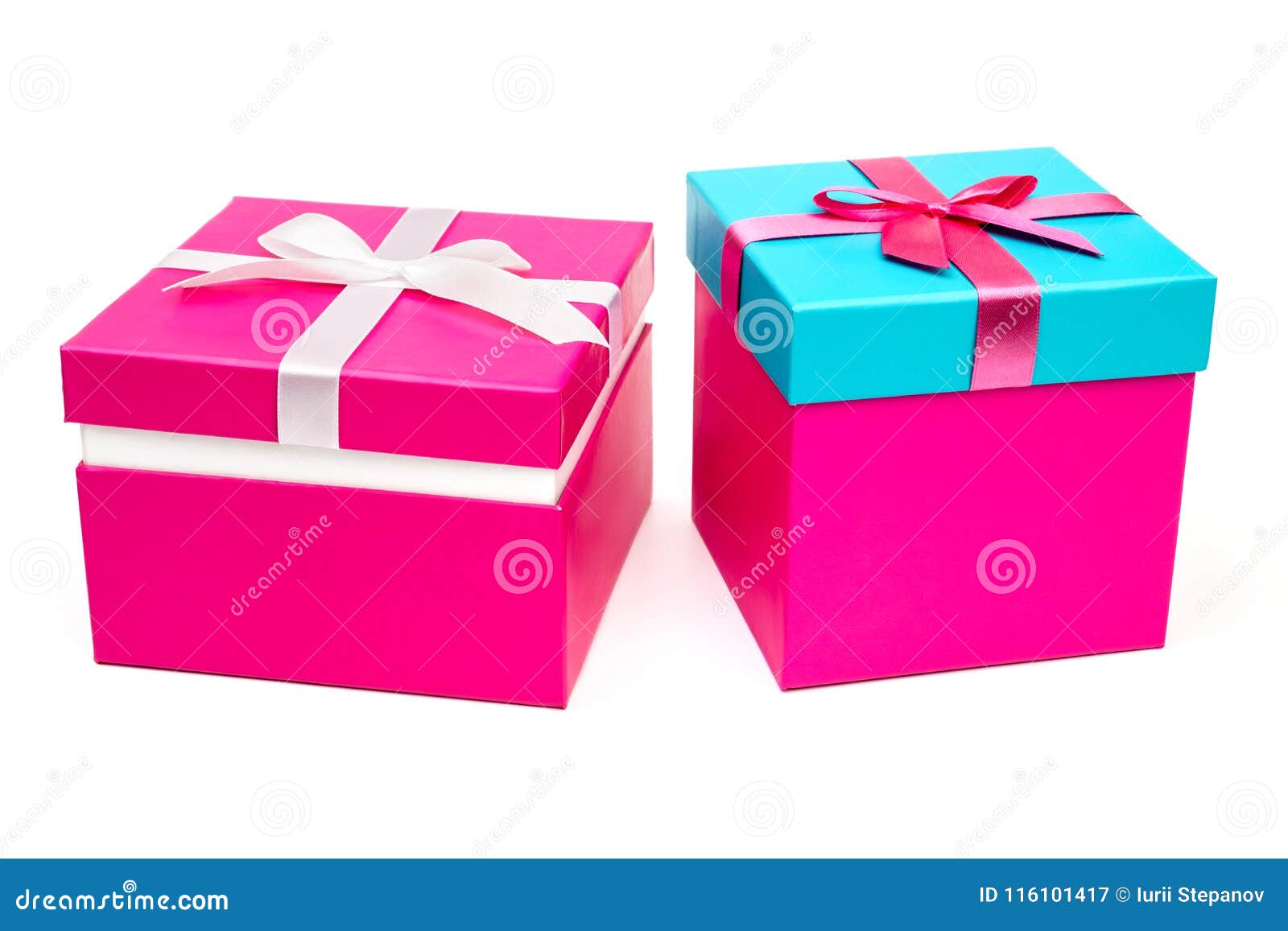 Two Boxes with a Gift and Bow Isolated on White Stock Image - Image of ...