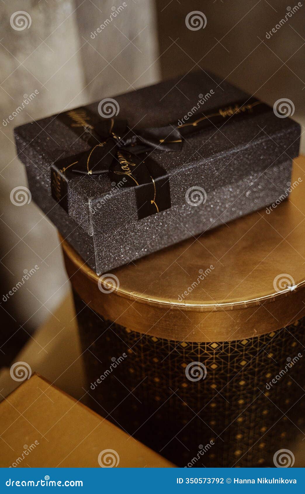 Two Boxes. Rectangular Stands on a Round One Stock Photo - Image of ...