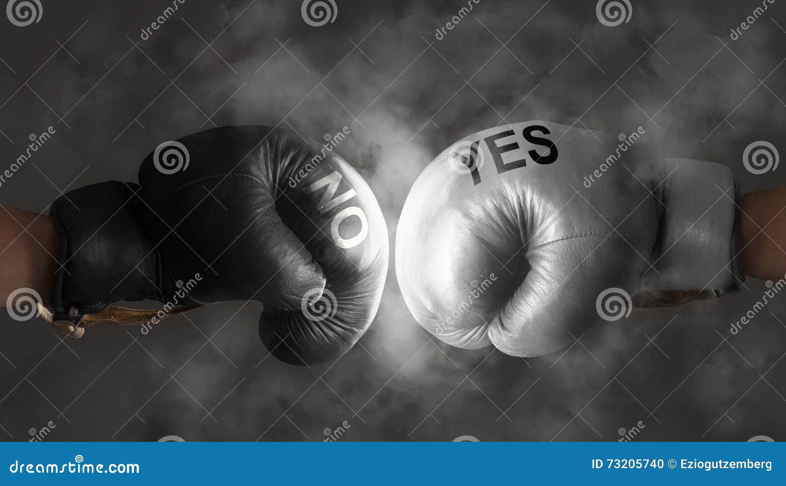 Two Boxing Gloves Symbolize the Battle for a Decision Stock Photo ...