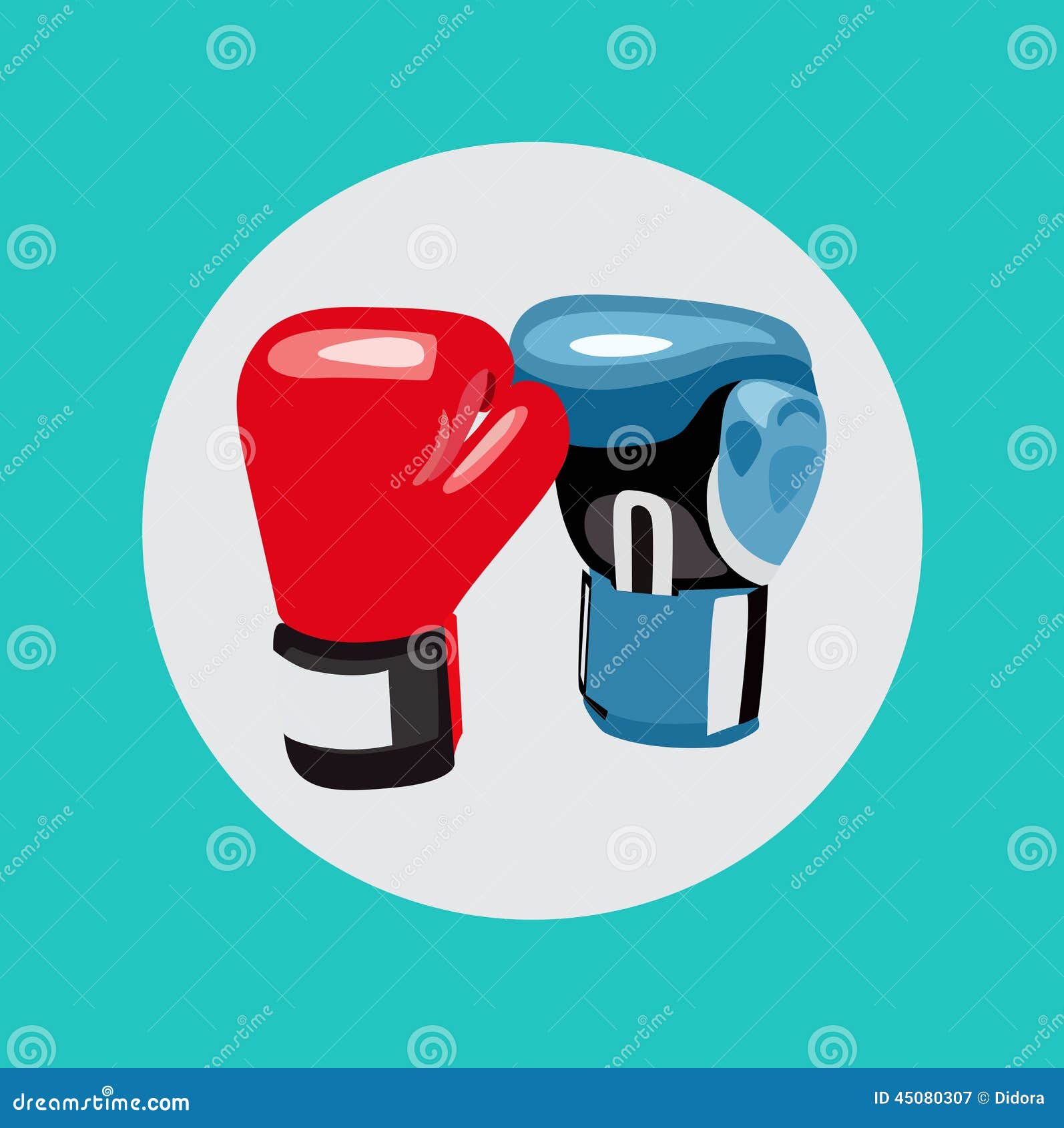 Two Boxing Gloves Vector Flat Design Stock Vector - Illustration of ...