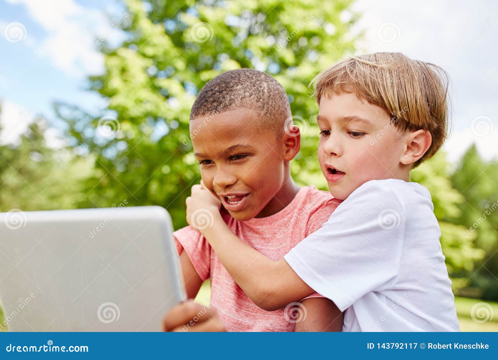 Two Boy Playing with Laptop Stock Image - Image of communication ...