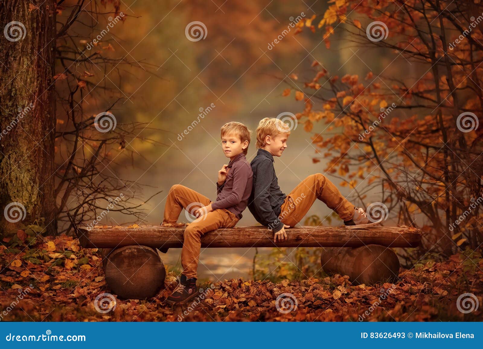 Two boys on the bench stock image. Image of evening, plan - 83626493