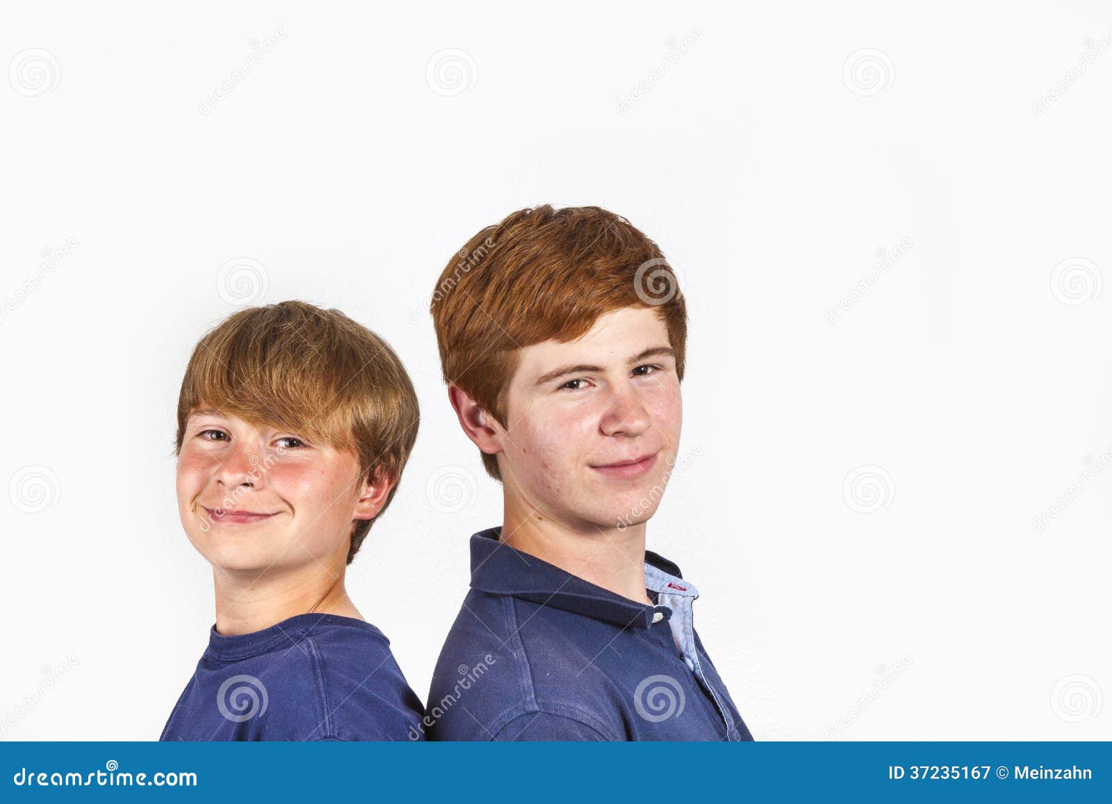 Two Boys and Brothers Stand Back To Back Stock Image - Image of cute ...