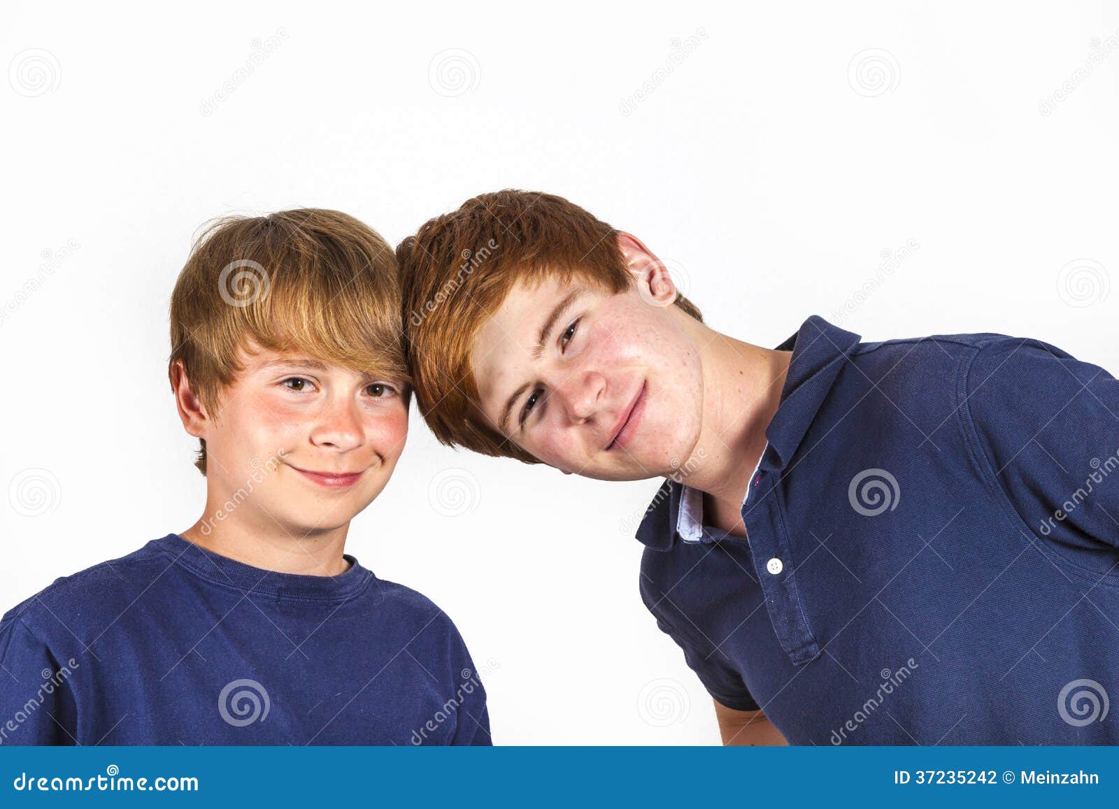 Two Boys and Brothers Stand Side by Side Stock Photo - Image of ...