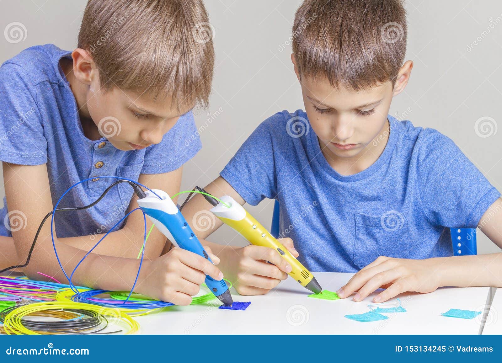 Two Boys Creating with 3d Printing Pens Stock Image - Image of melt ...