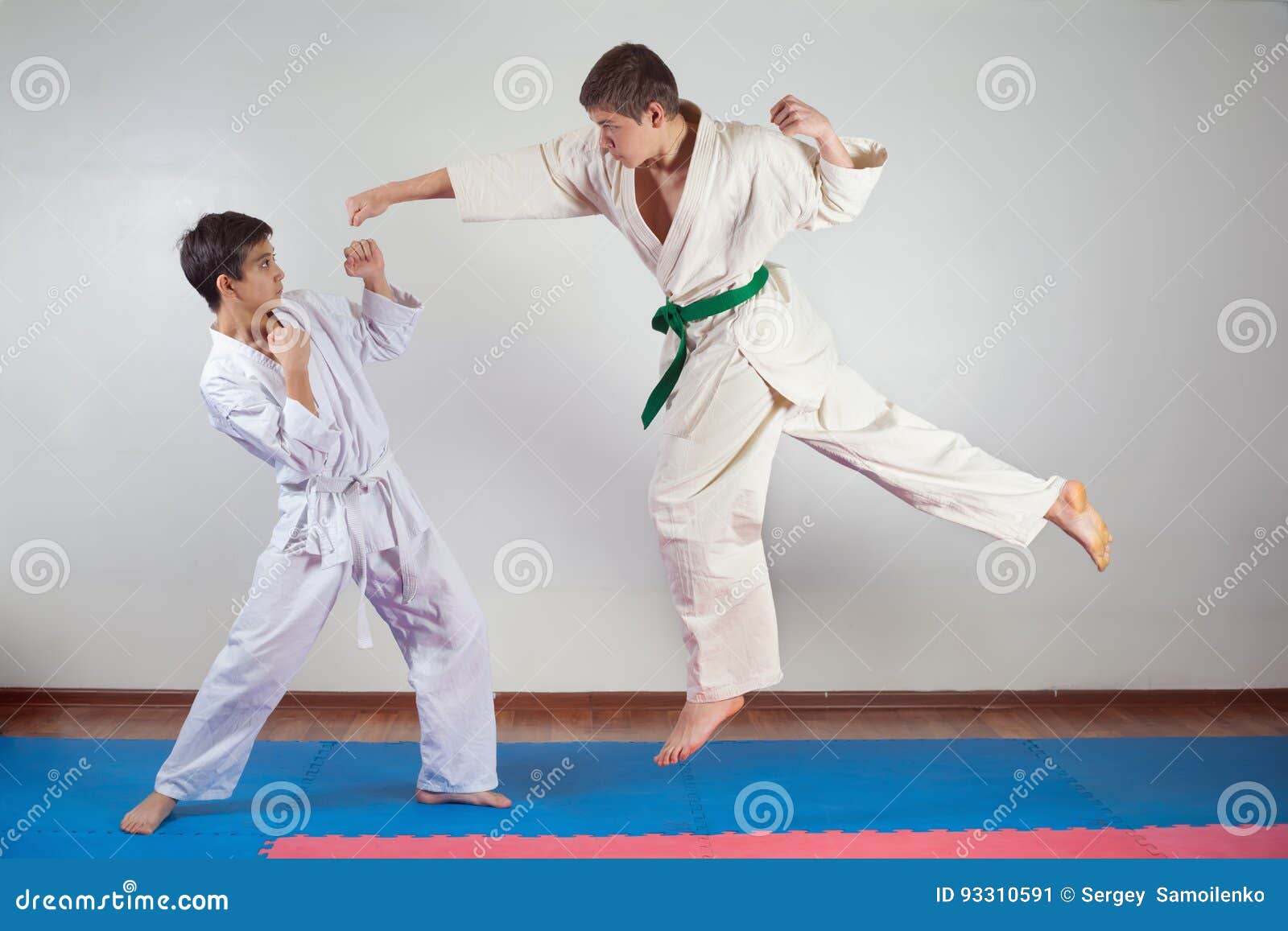 Two Boys Demonstrate Martial Arts Working Together Stock Image - Image ...
