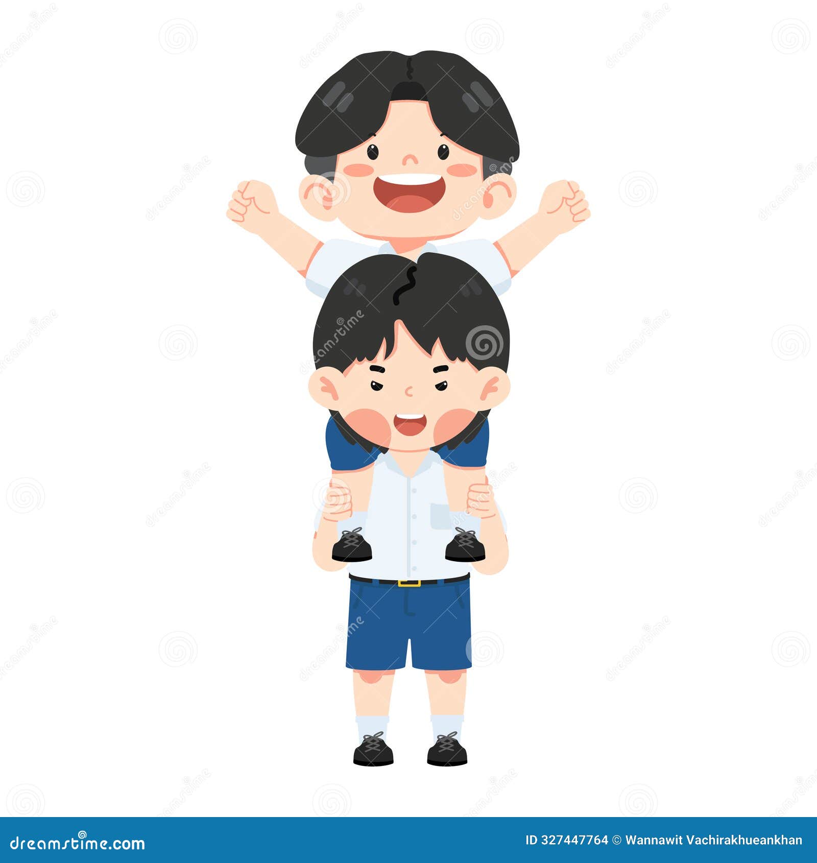 Two Boys Giving a Piggyback Ride Stock Vector - Illustration of ...