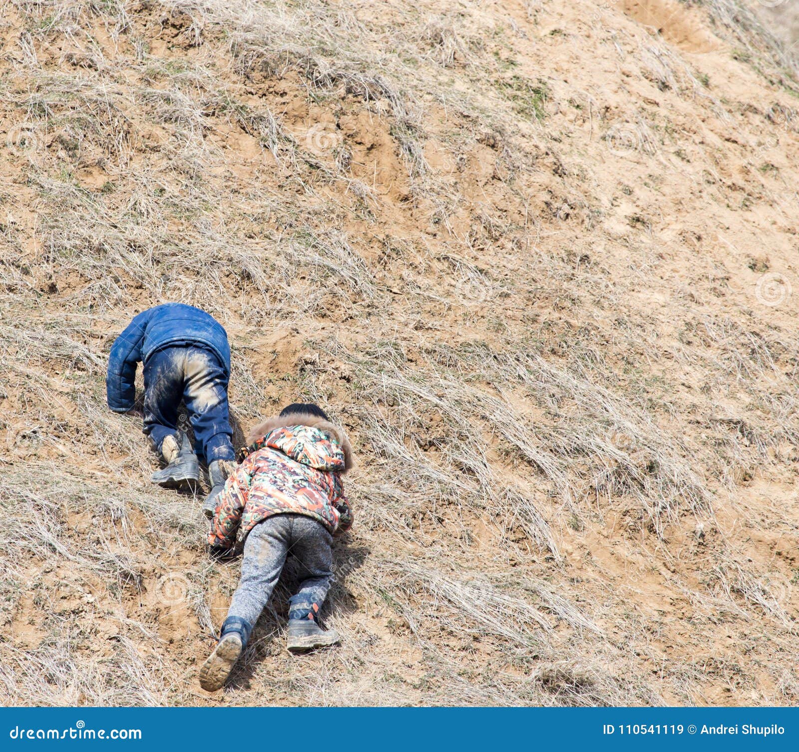 Two boys are going uphill stock image. Image of childhood - 110541119