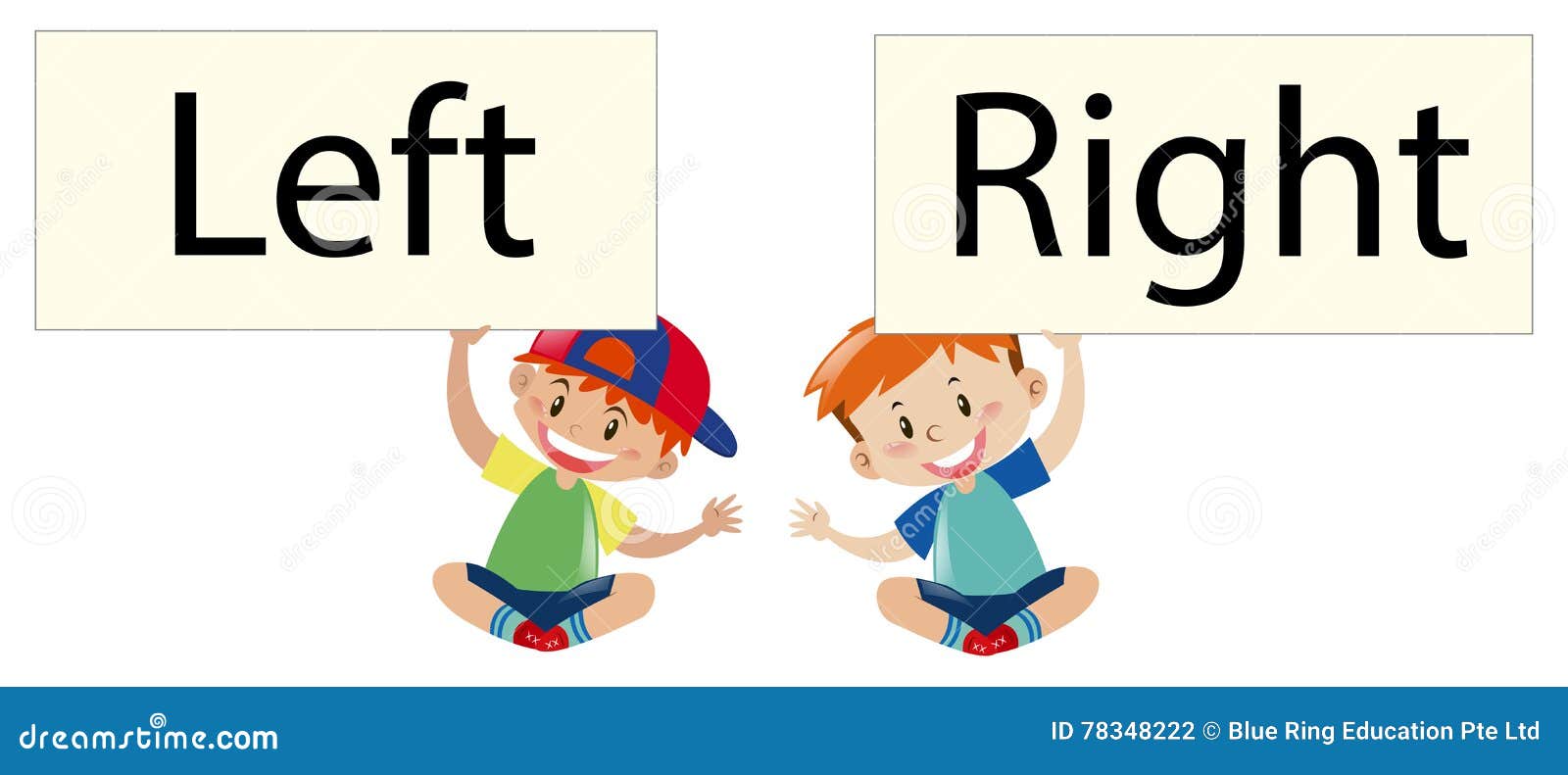 Two Boys Holding Sign Left and Right Stock Vector - Illustration of ...