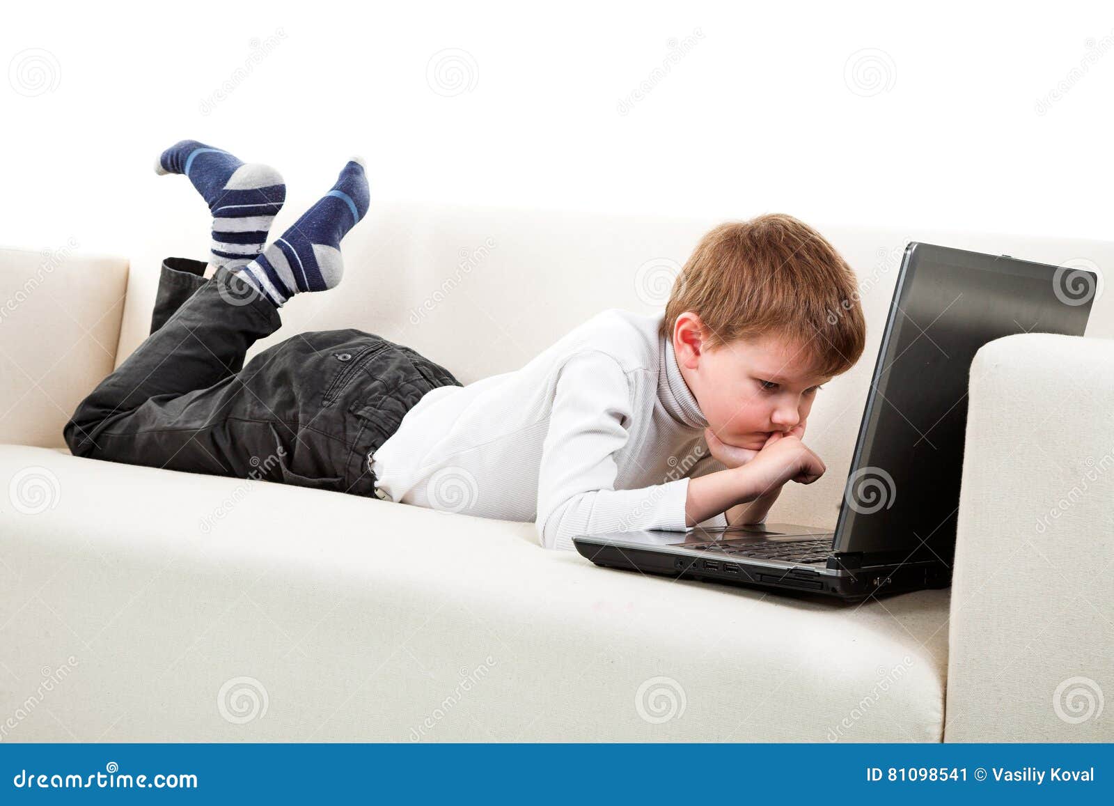 Two boys with laptop stock image. Image of computer, caucasian - 81098541