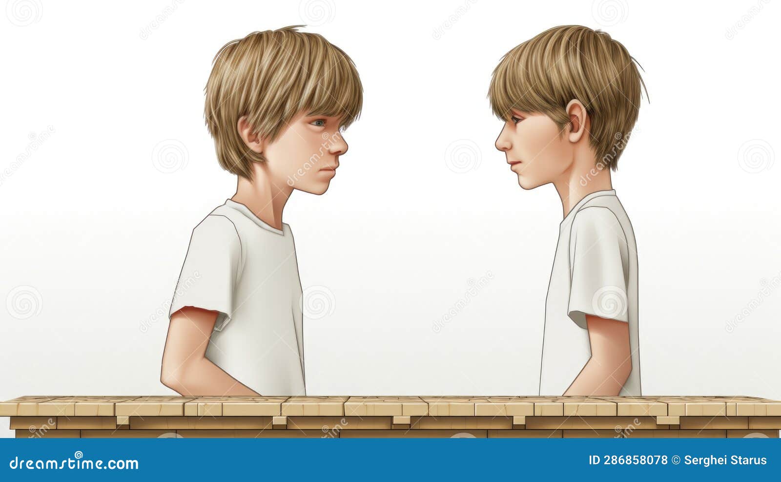 Two Boys Looking at Each Other, One is on the Left and the Other on the ...