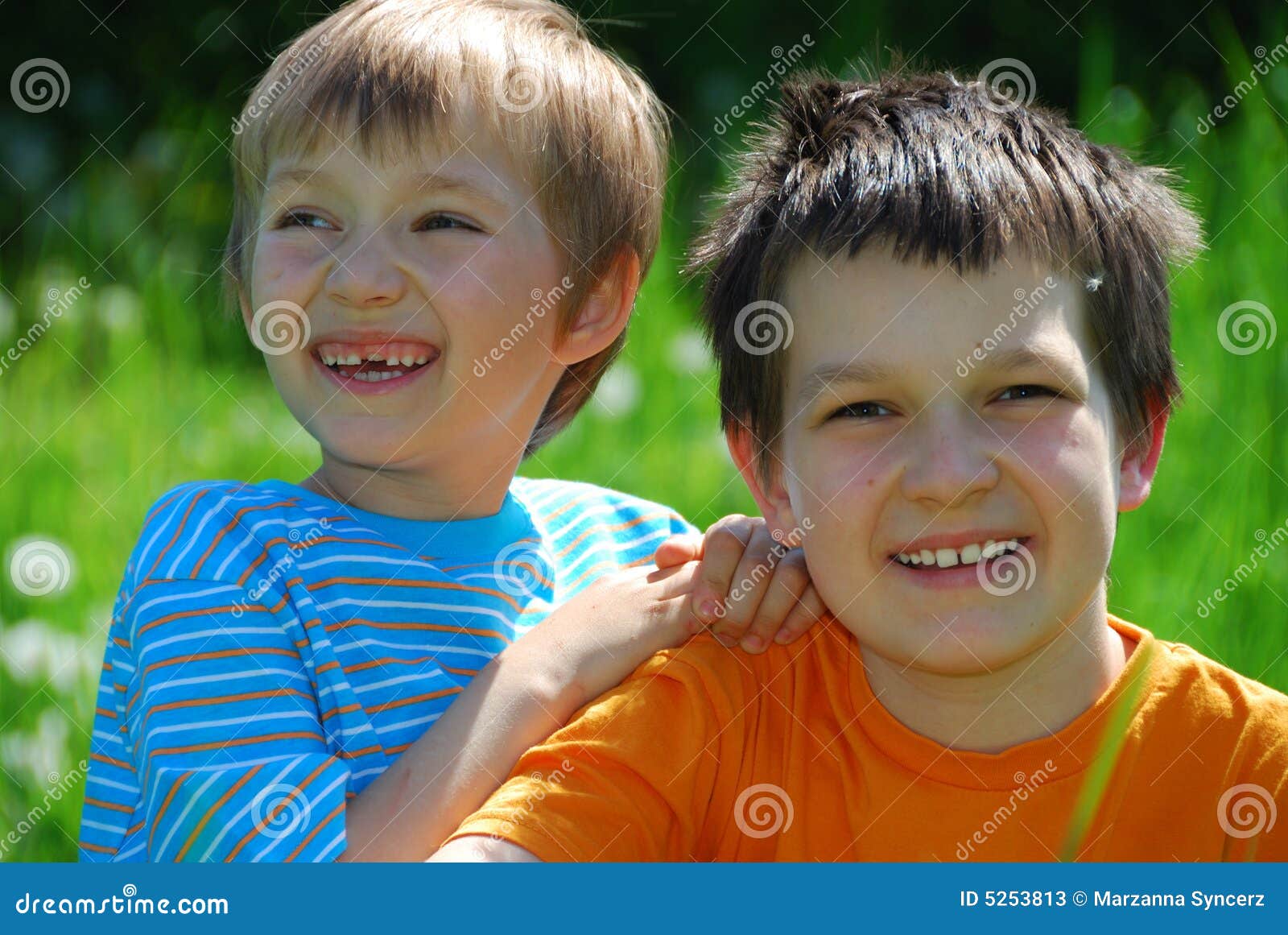 Two boys in meadow stock image. Image of outdoors, kids - 5253813