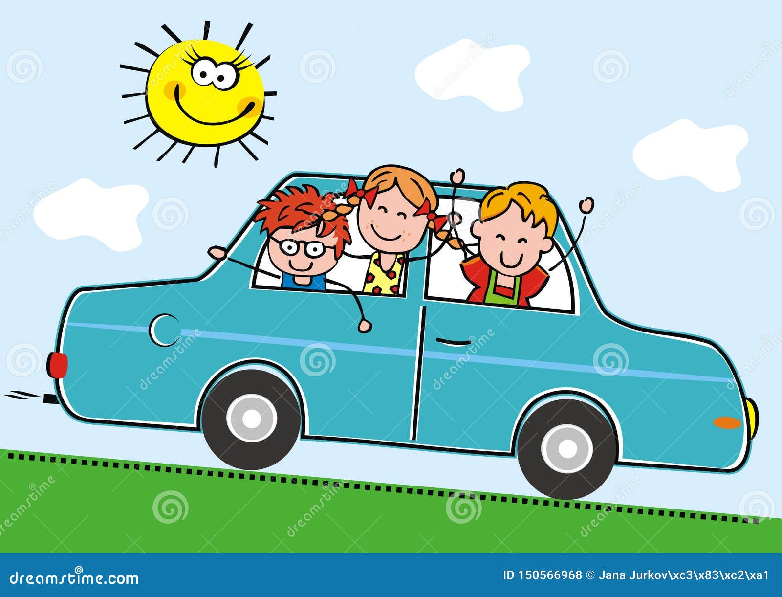 Two Happy Kids Car Stock Illustrations – 168 Two Happy Kids Car Stock ...