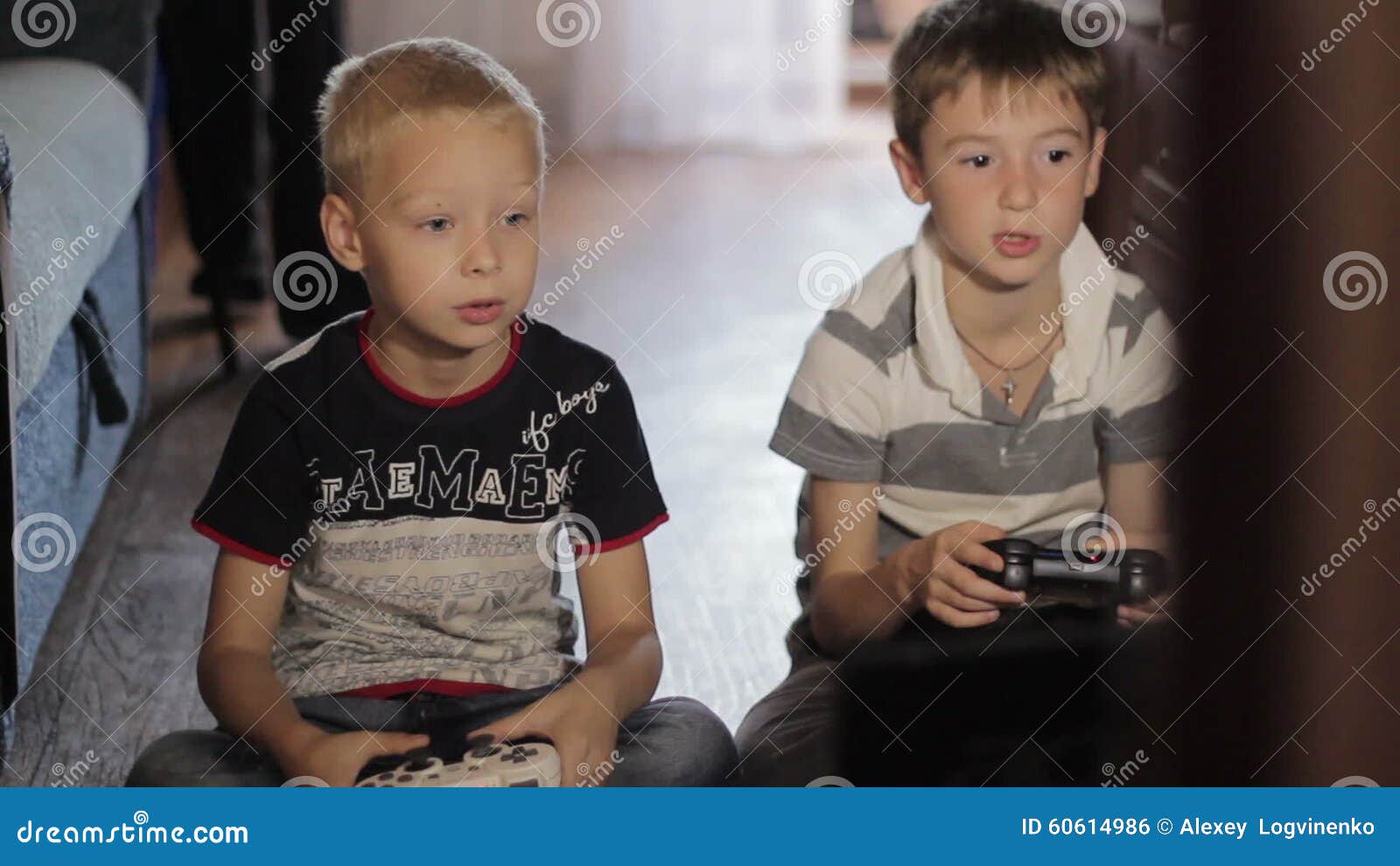 Two Boys Playing Computer Games Sitting at Home Stock Footage - Video ...