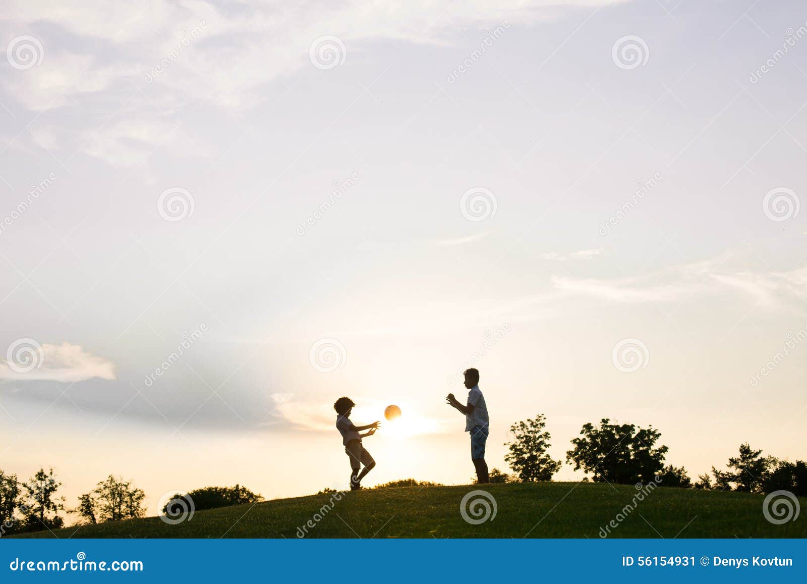 Two Boys are Playing on Sunset. Stock Image - Image of park, exciting ...