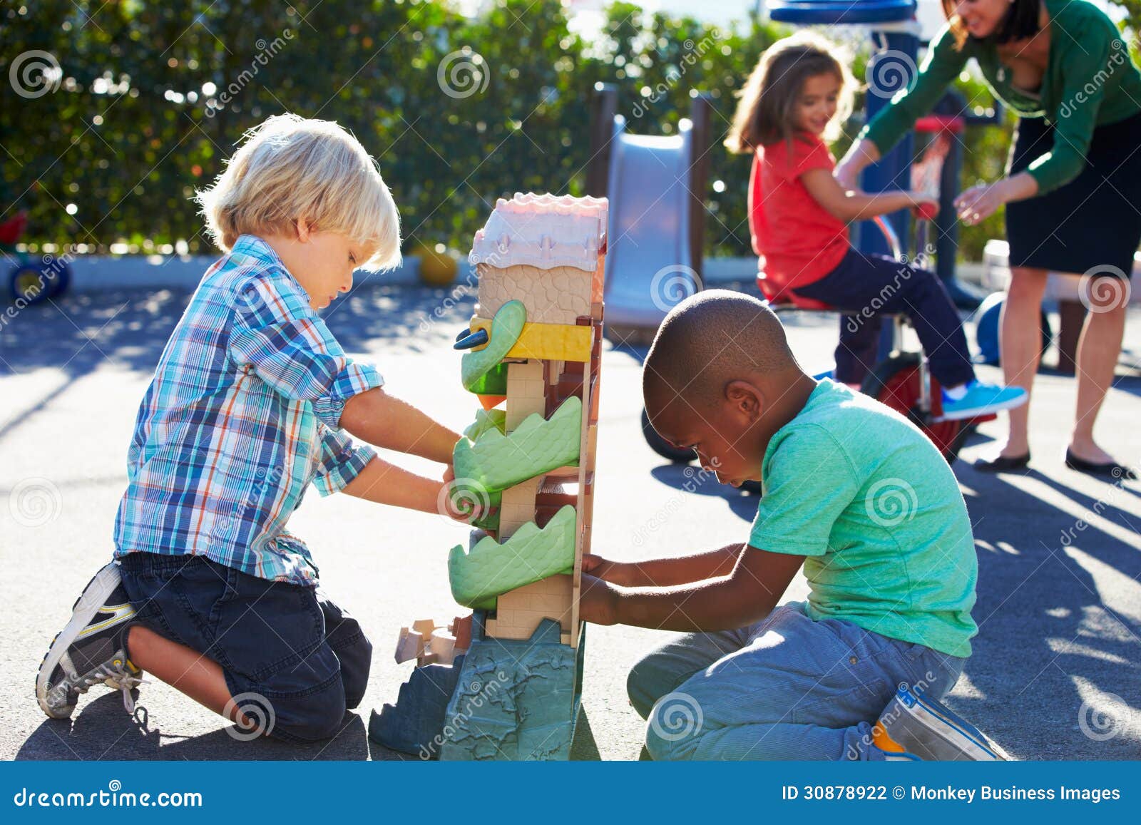 Two Boys Playing with Toy in Playground Stock Photo - Image of african ...