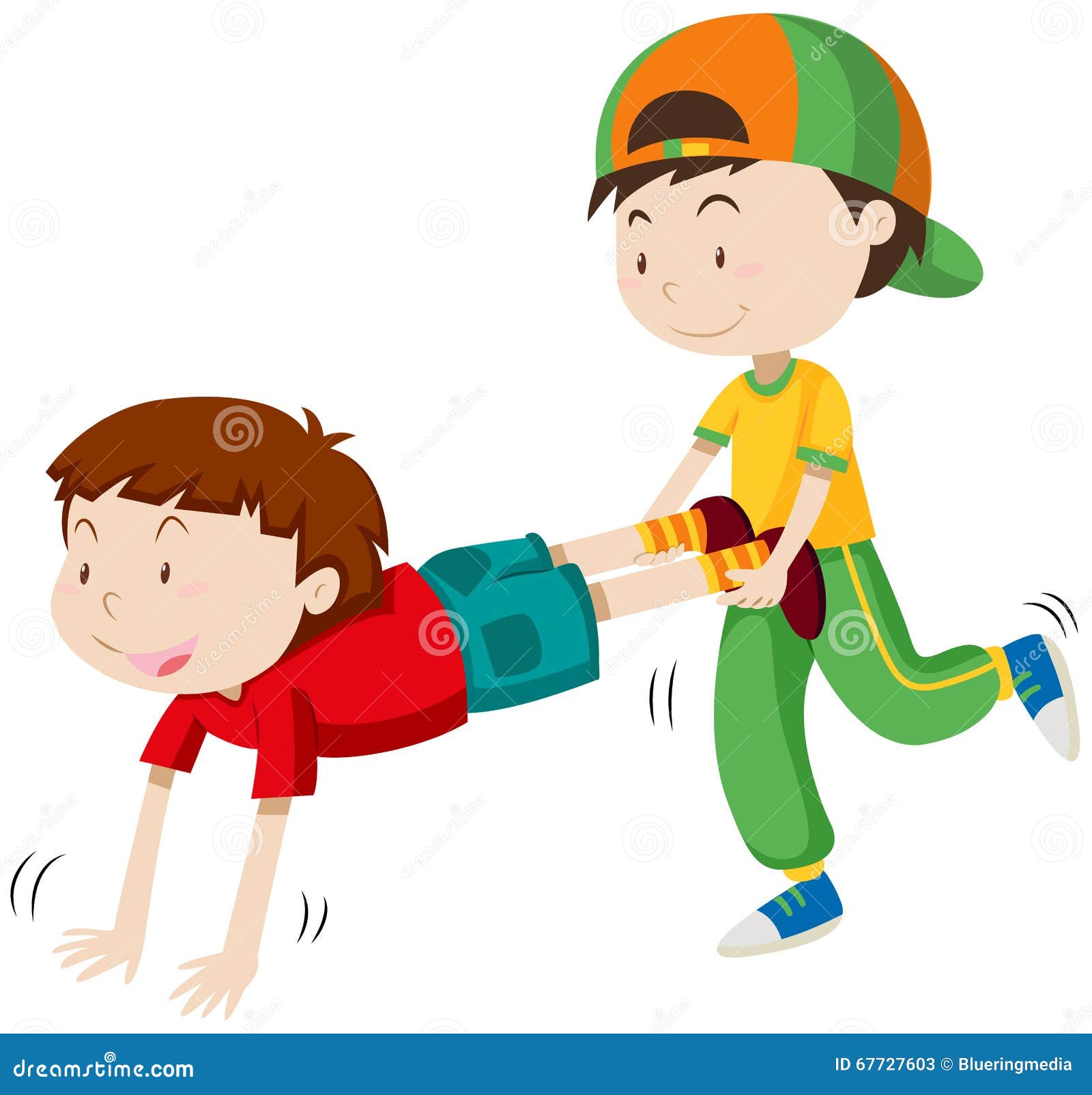 Two Boys Playing Wheel Barrow Race Stock Vector - Illustration of ...