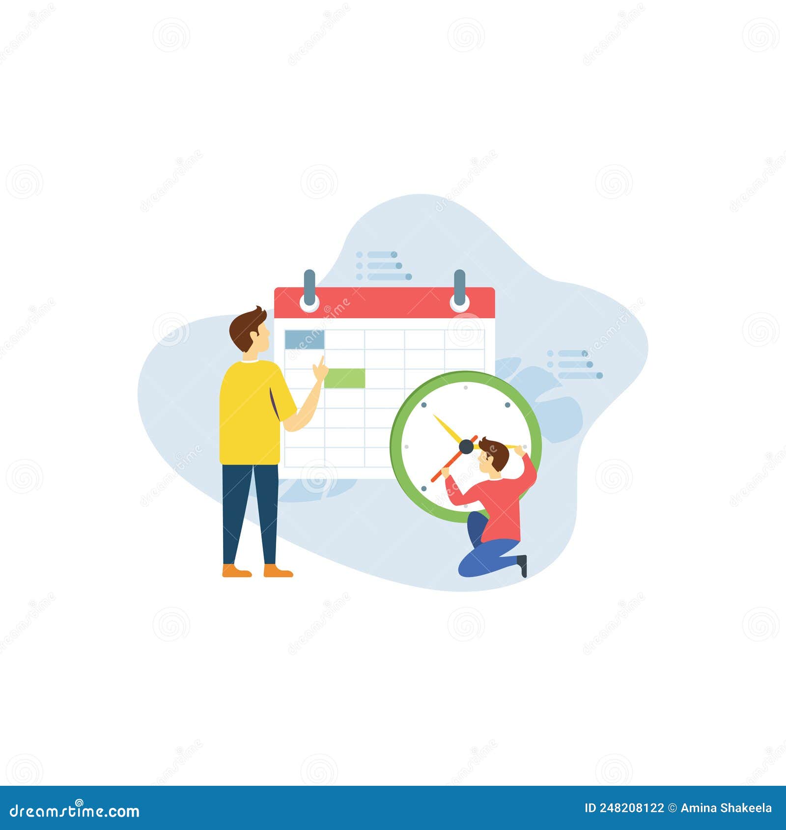 Two Boys Putting Their Schedule and Appointments Stock Vector ...