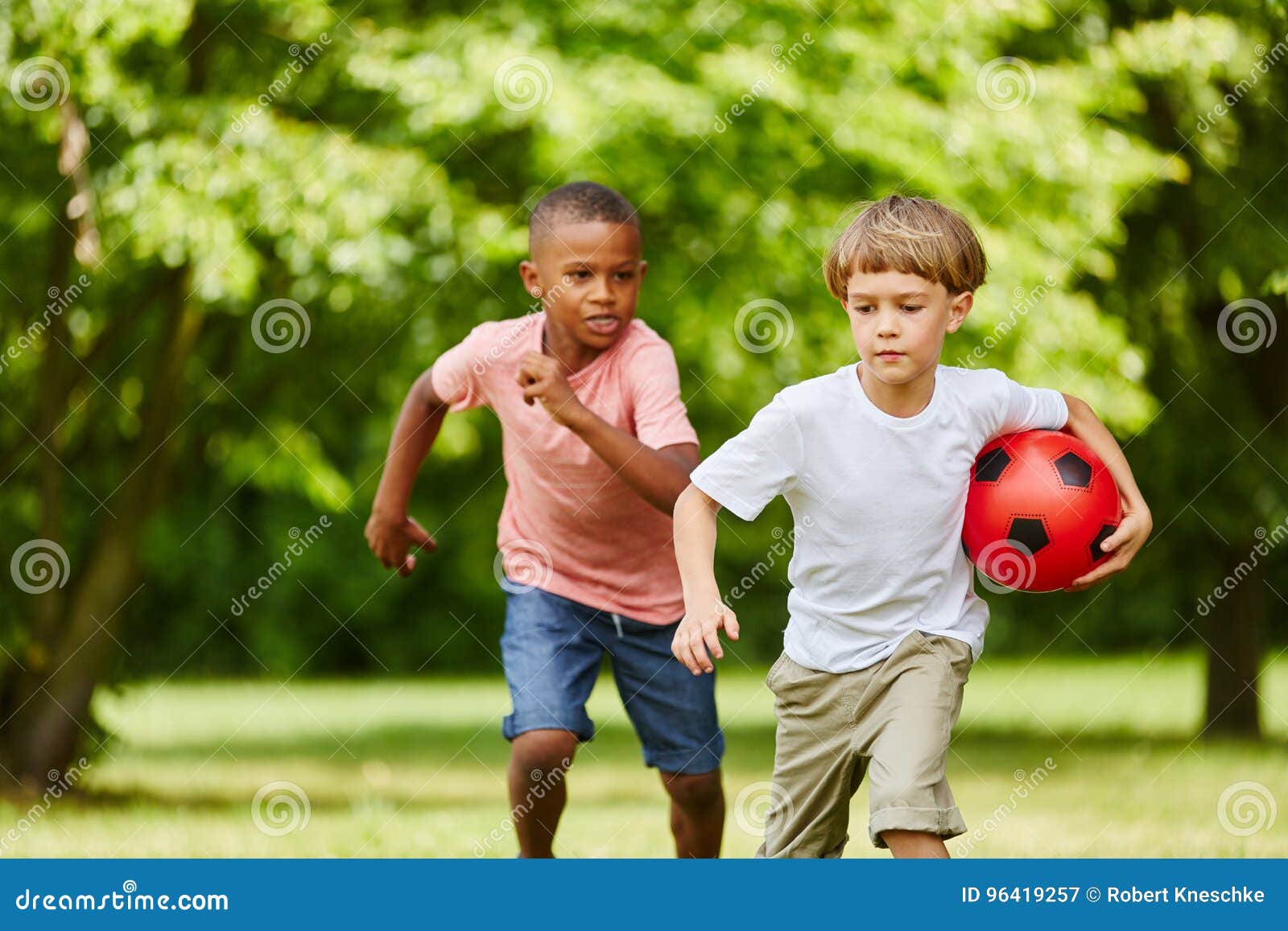 Two Boys Racing in the Park Stock Image - Image of african, friends ...