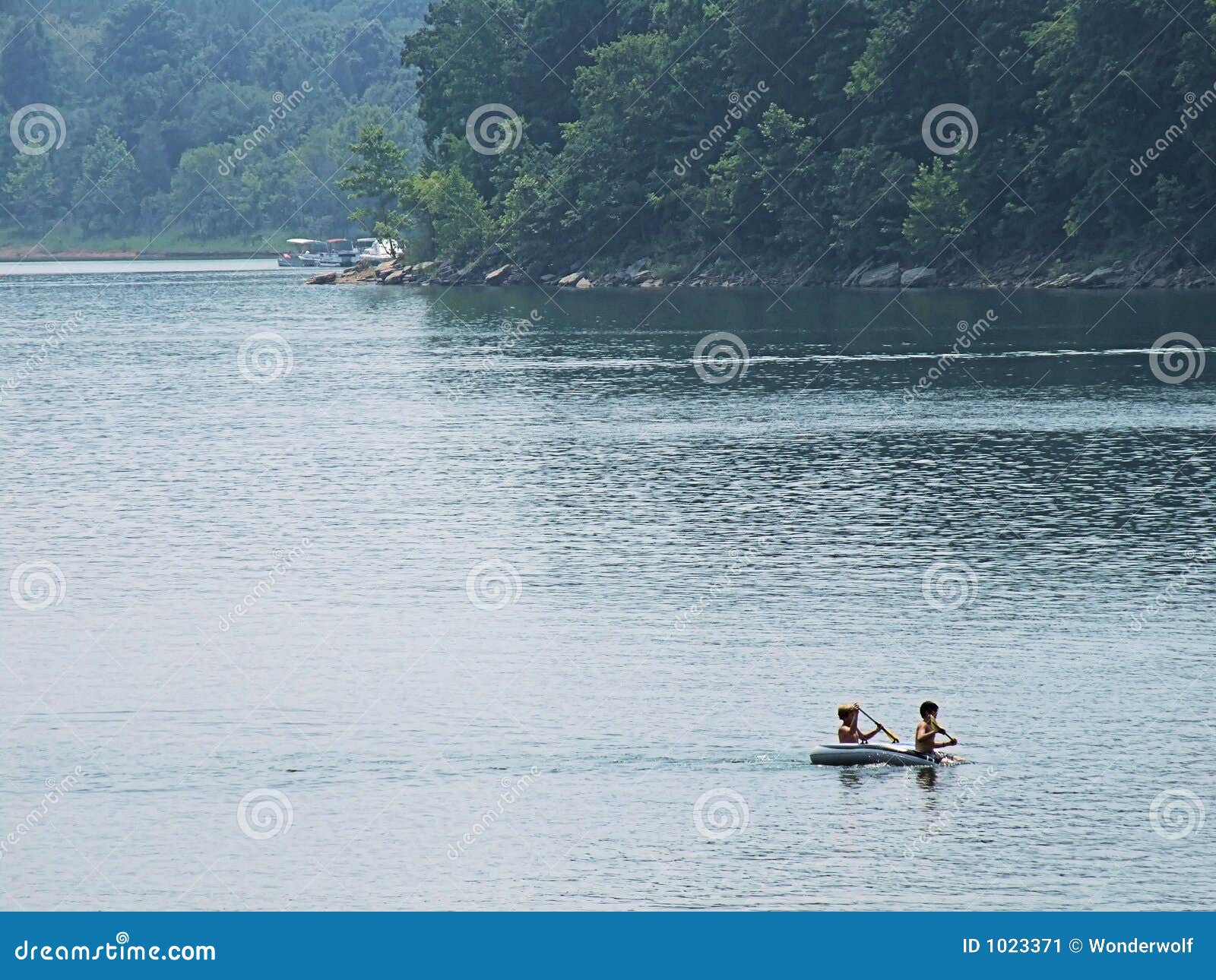 Two Boys On Raft Picture. Image: 1023371