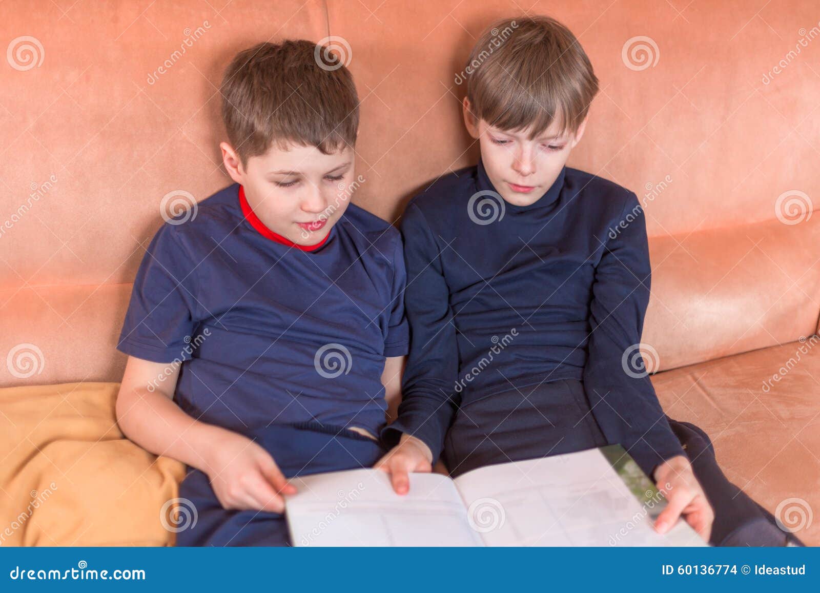 Two boys reading book stock photo. Image of learning - 60136774