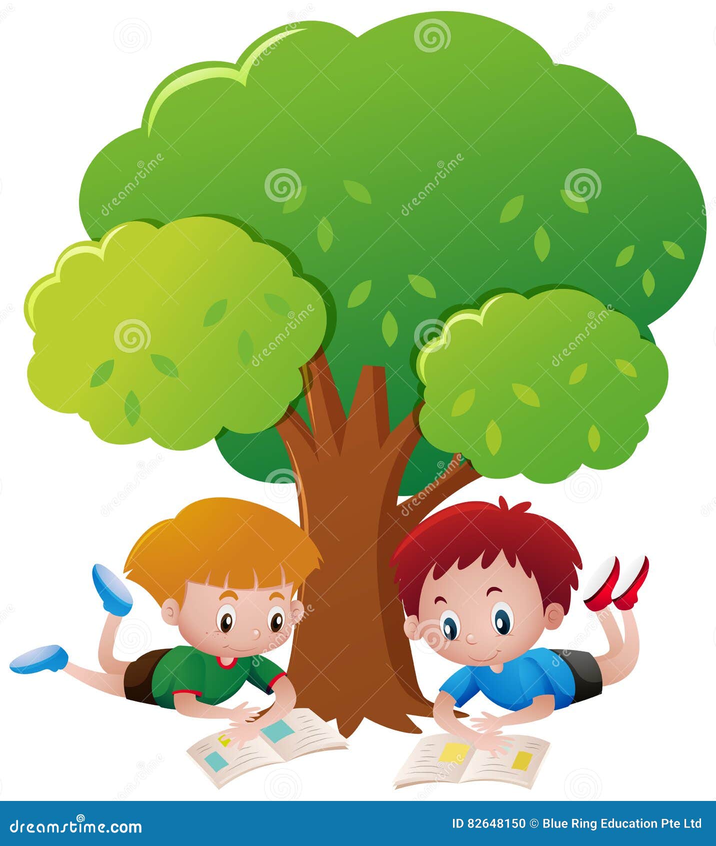 Two Children Reading Clipart