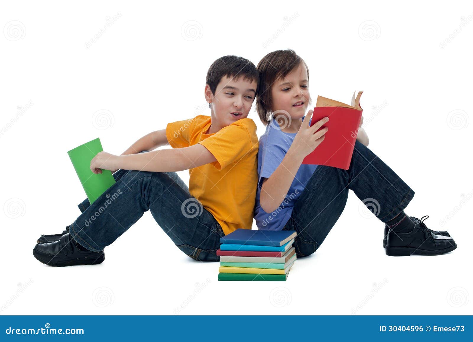 Two boys reading books stock photo. Image of little, people - 30404596